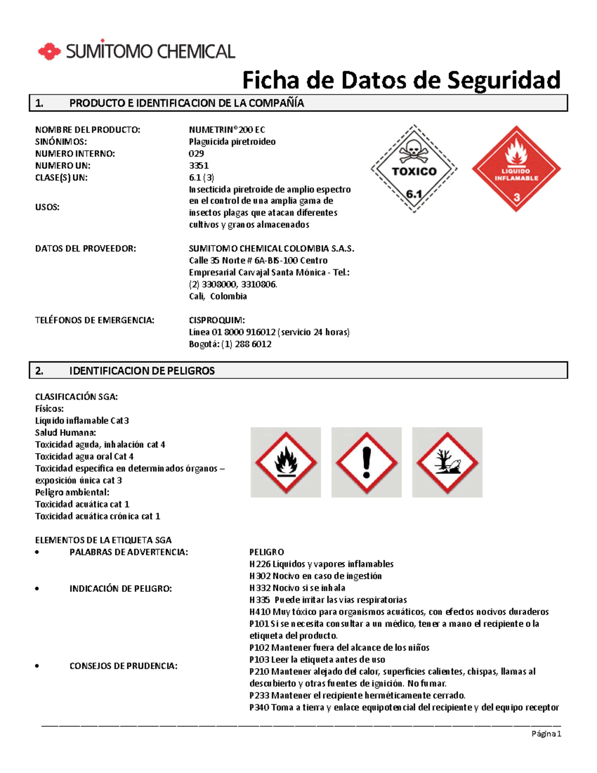 029 Numetrin 200 EC - PRESENTACION DE LOS FDS - - Studocu