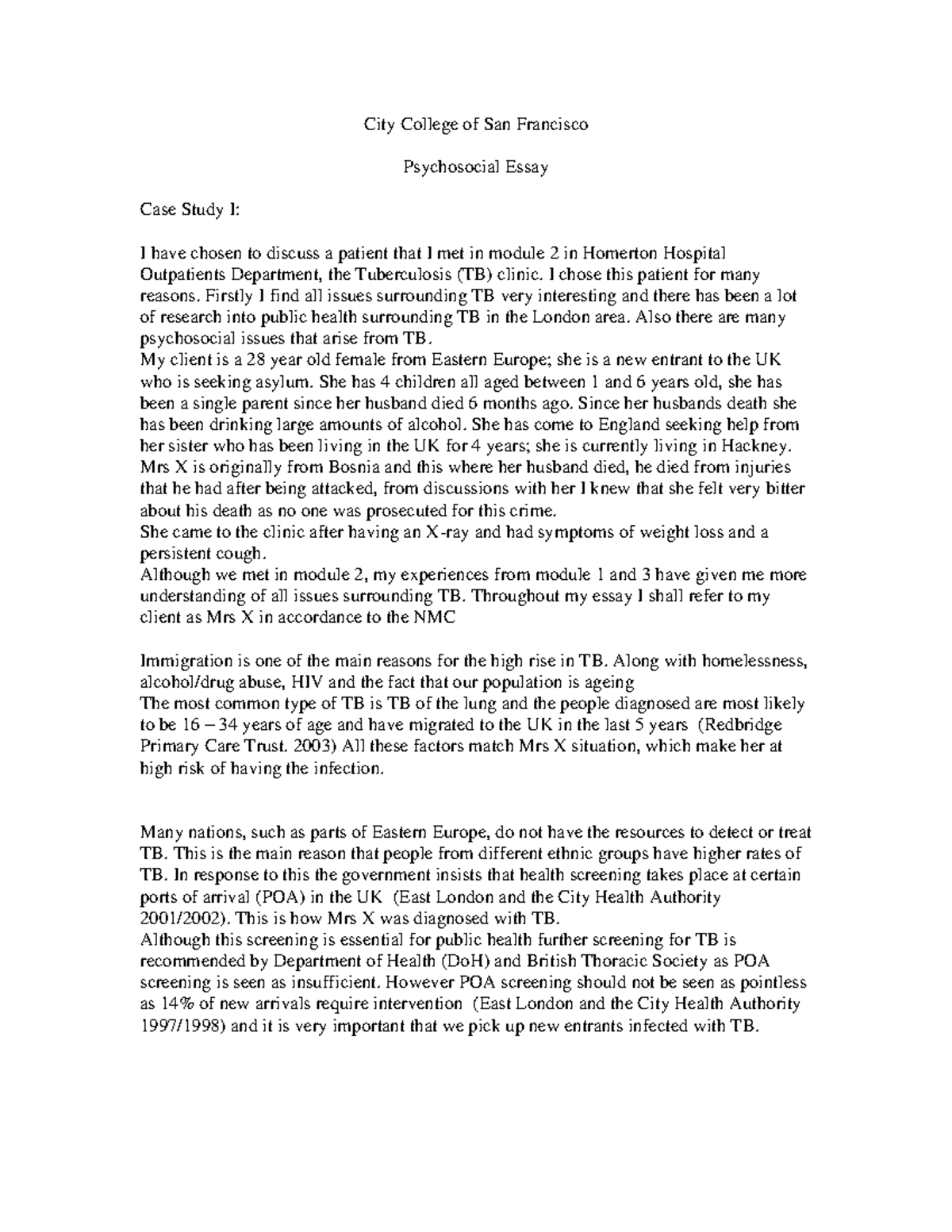 Adult Nursing Essay Psychosocial Model - City College of San Francisco ...