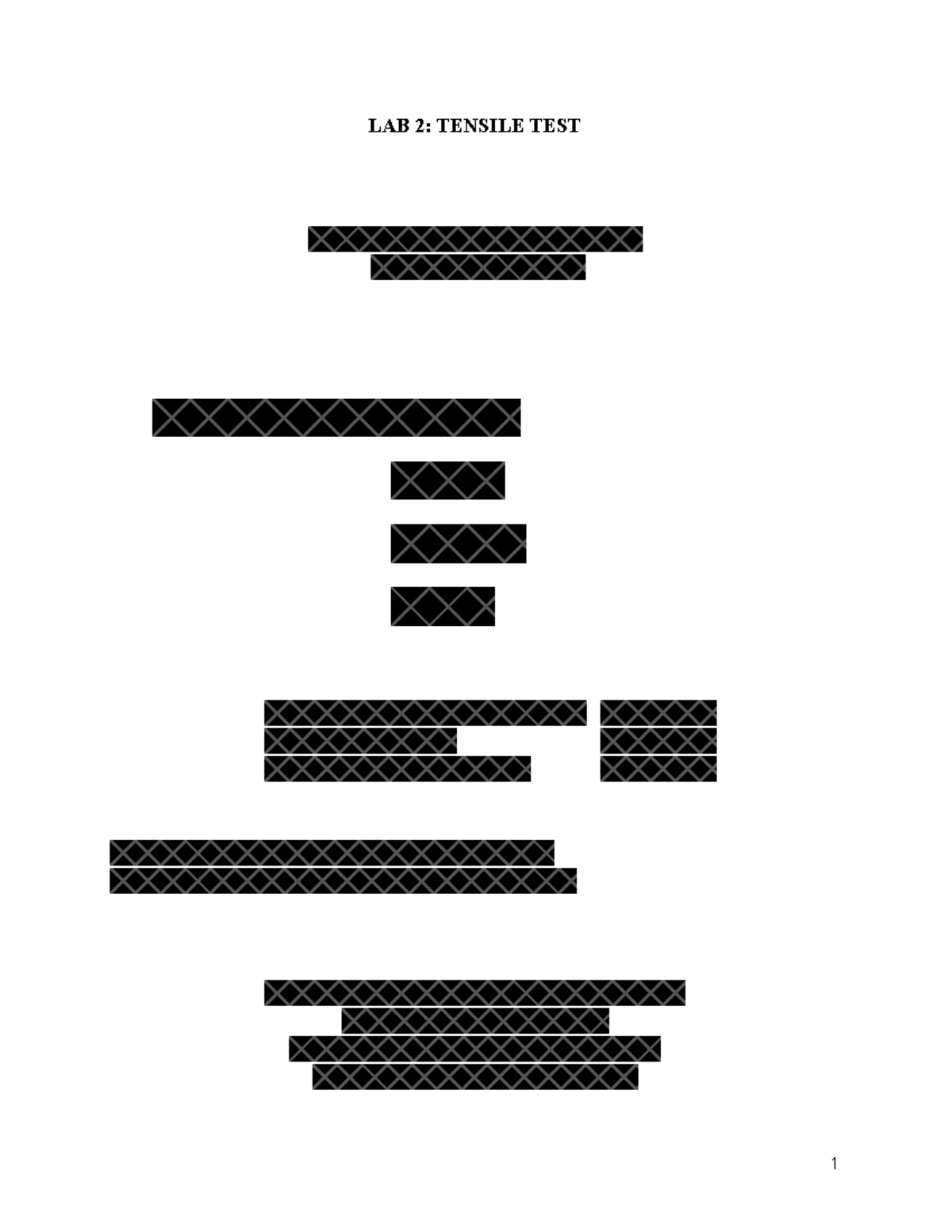Tensile test lab report - LAB 2: TENSILE TEST ABSTRACT In our ...