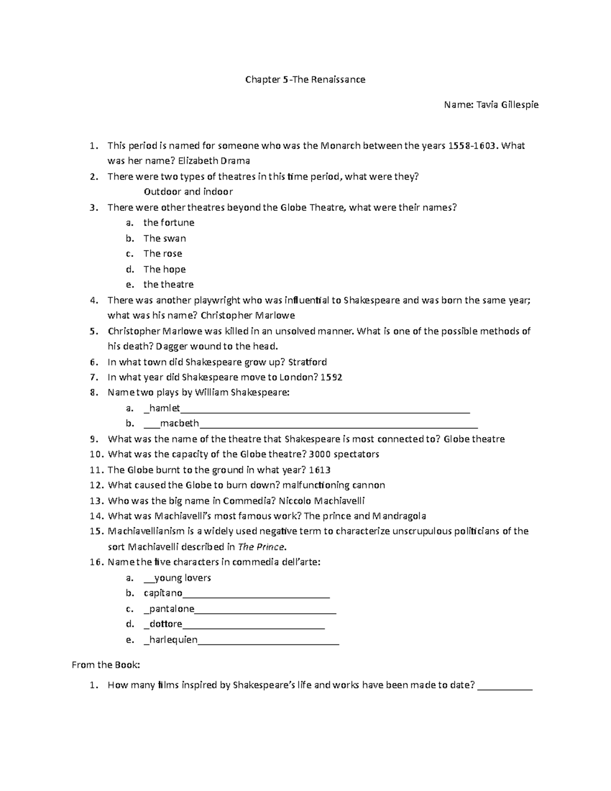 Chapter 5 The Renaissance Worksheet - Chapter 5-The Renaissance Name ...