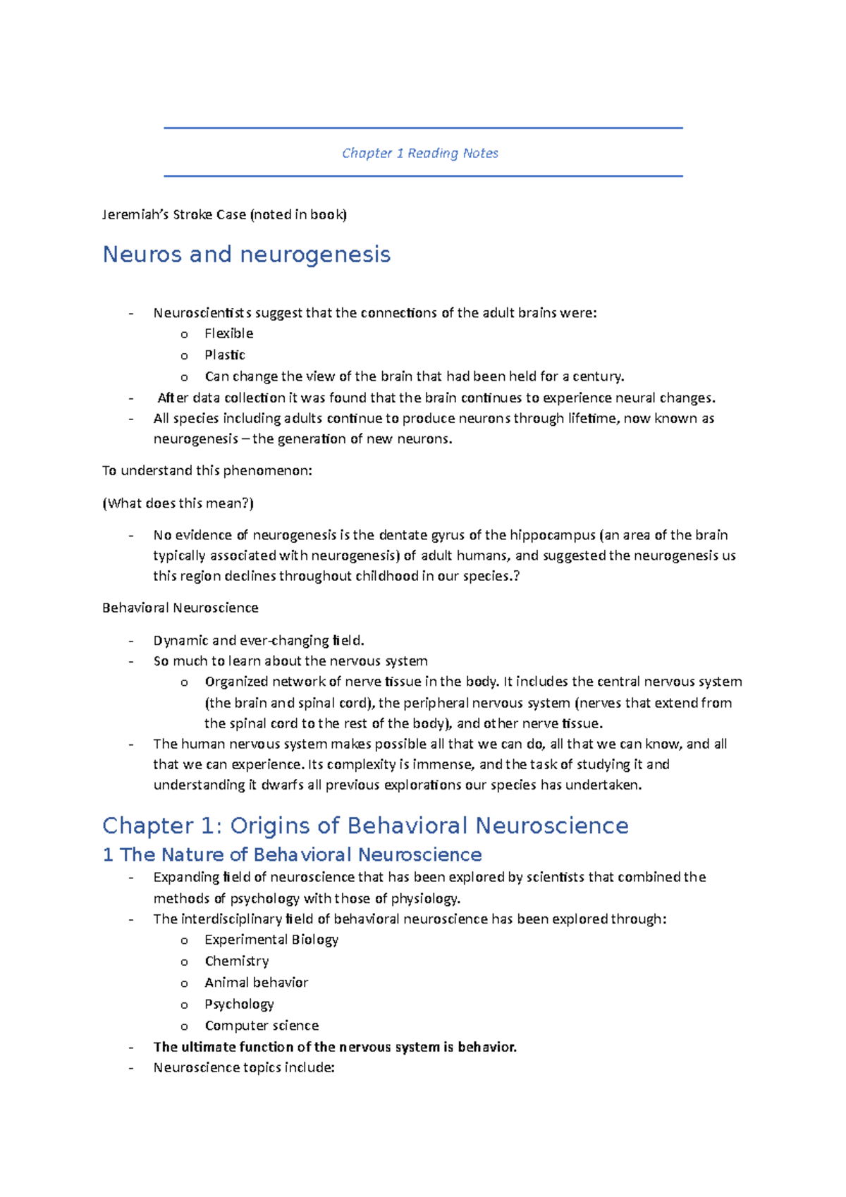 Chapter 1 Reading Notes - Chapter 1 Reading Notes Jeremiah’s Stroke ...