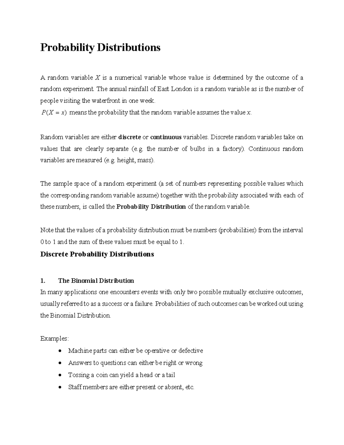 7-3- Probability Distributions - Probability Distributions A random ...