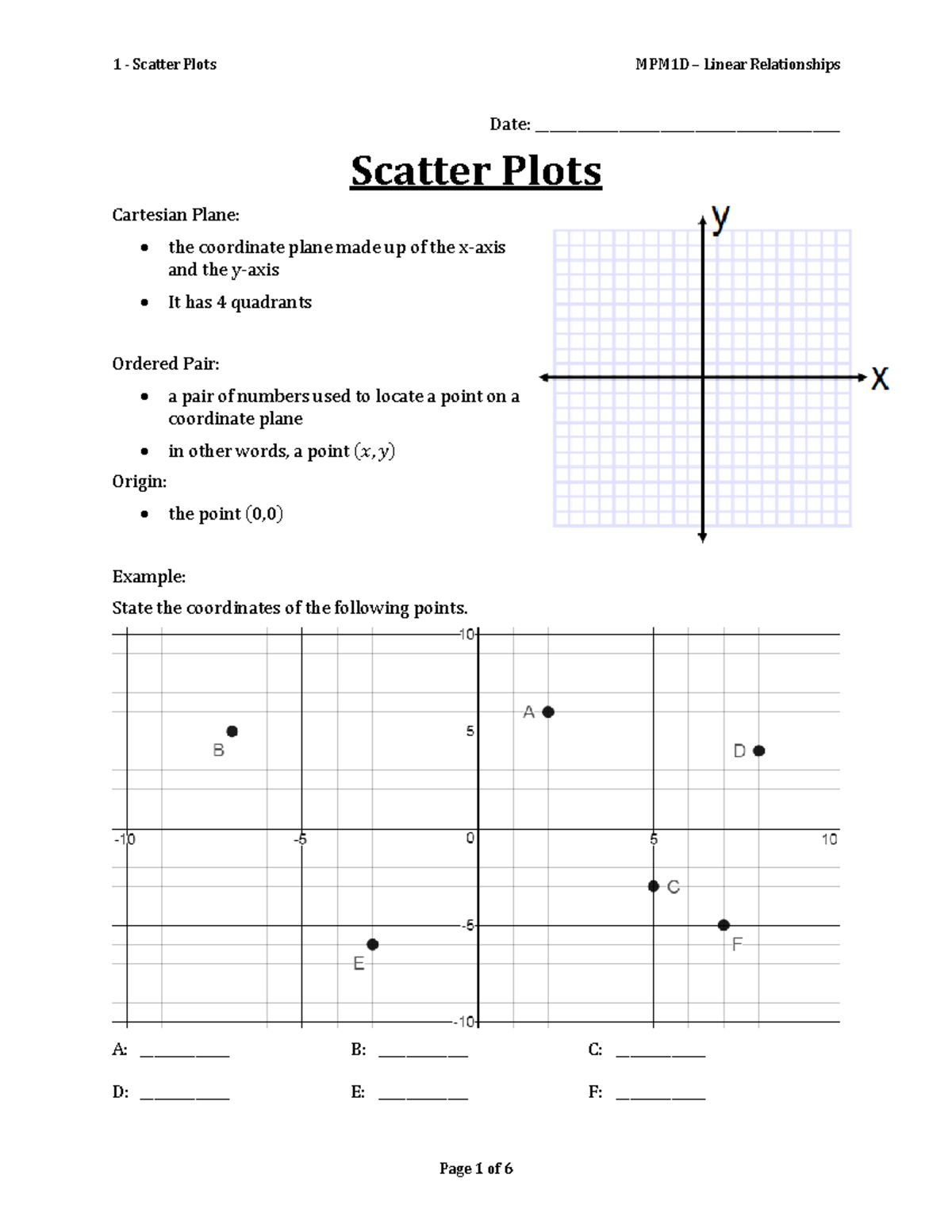 01 - Scatter Plots - Notes - Date ...