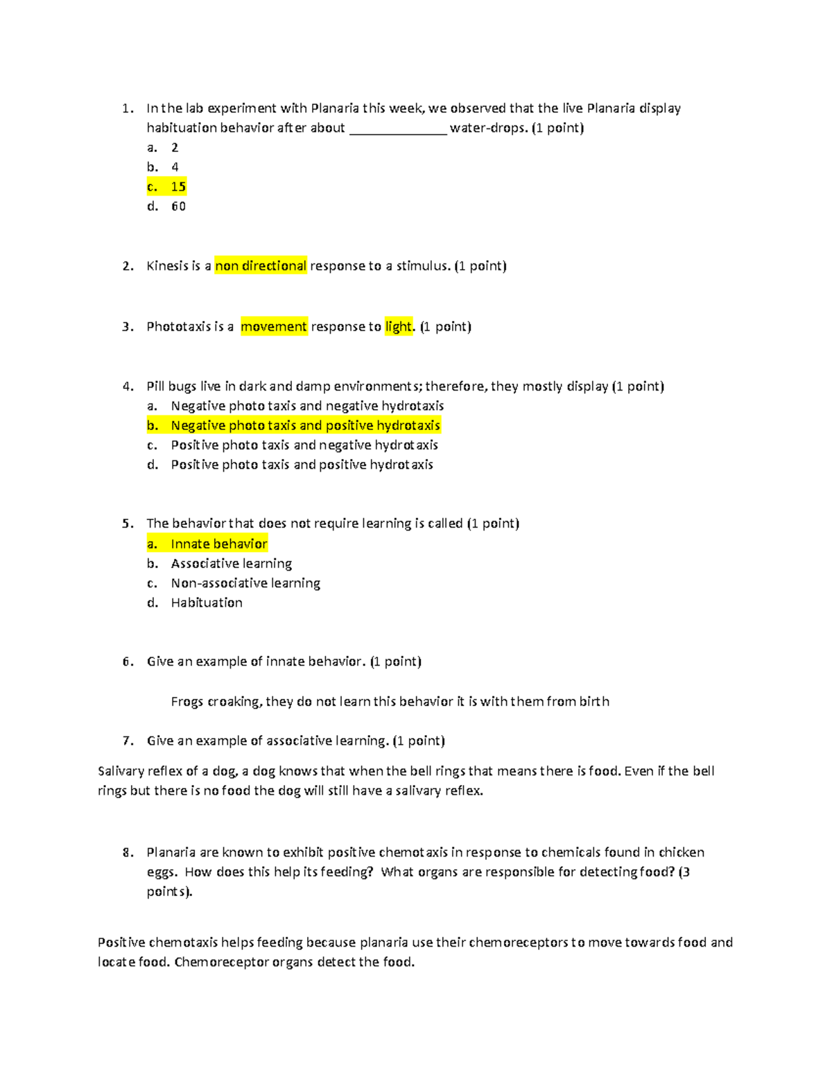 POST-LAB Assignment 7 - Biology gen - In the lab experiment with Planaria this week, we observed ...