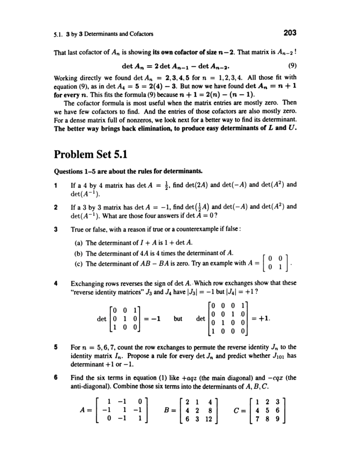 Strang, Introduction to Linear Algebra (6th edition) - Ch. 5 problems ...