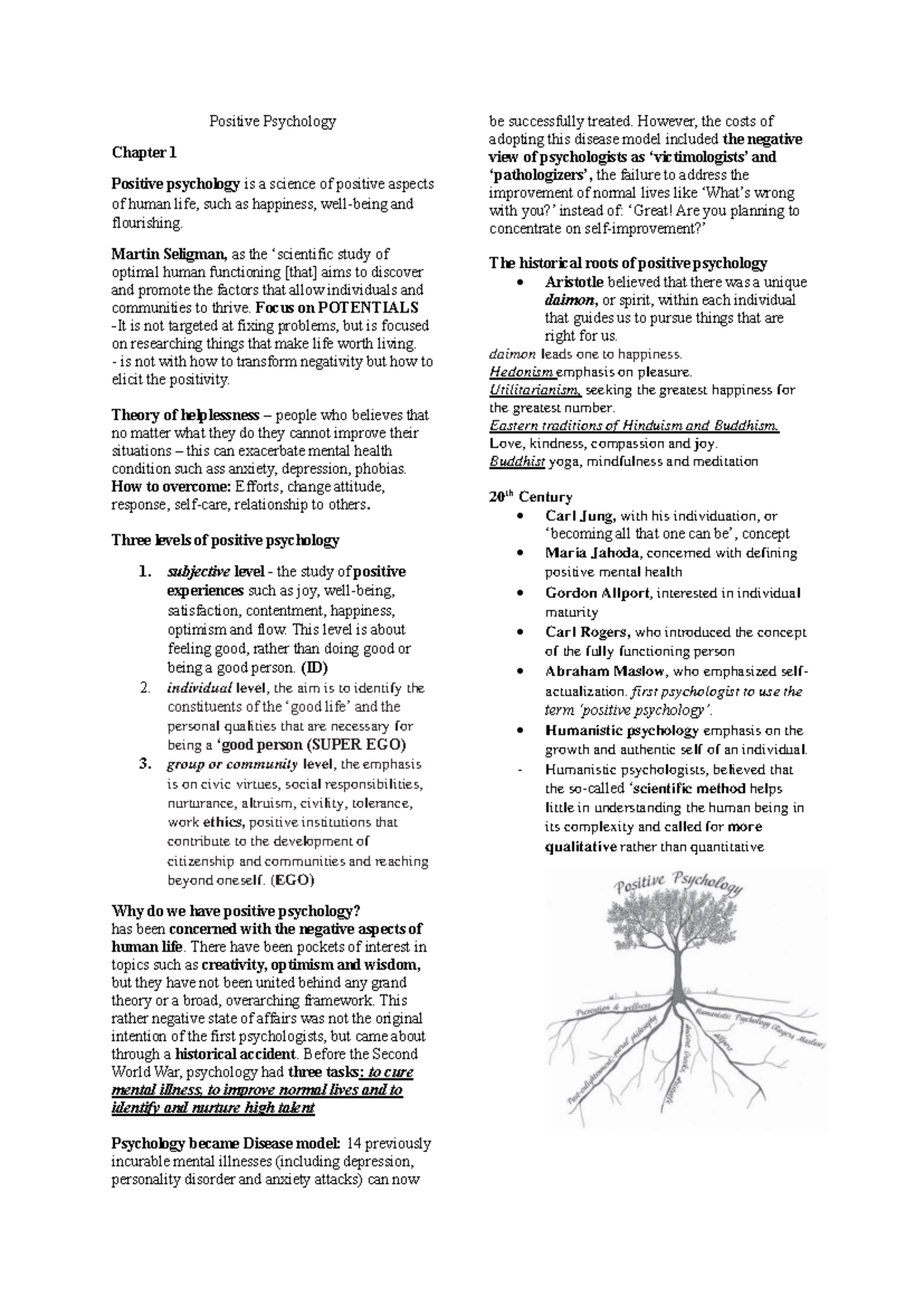 Positive Psychology 1-2 module - Positive Psychology Chapter 1 Positive psychology is a science ...
