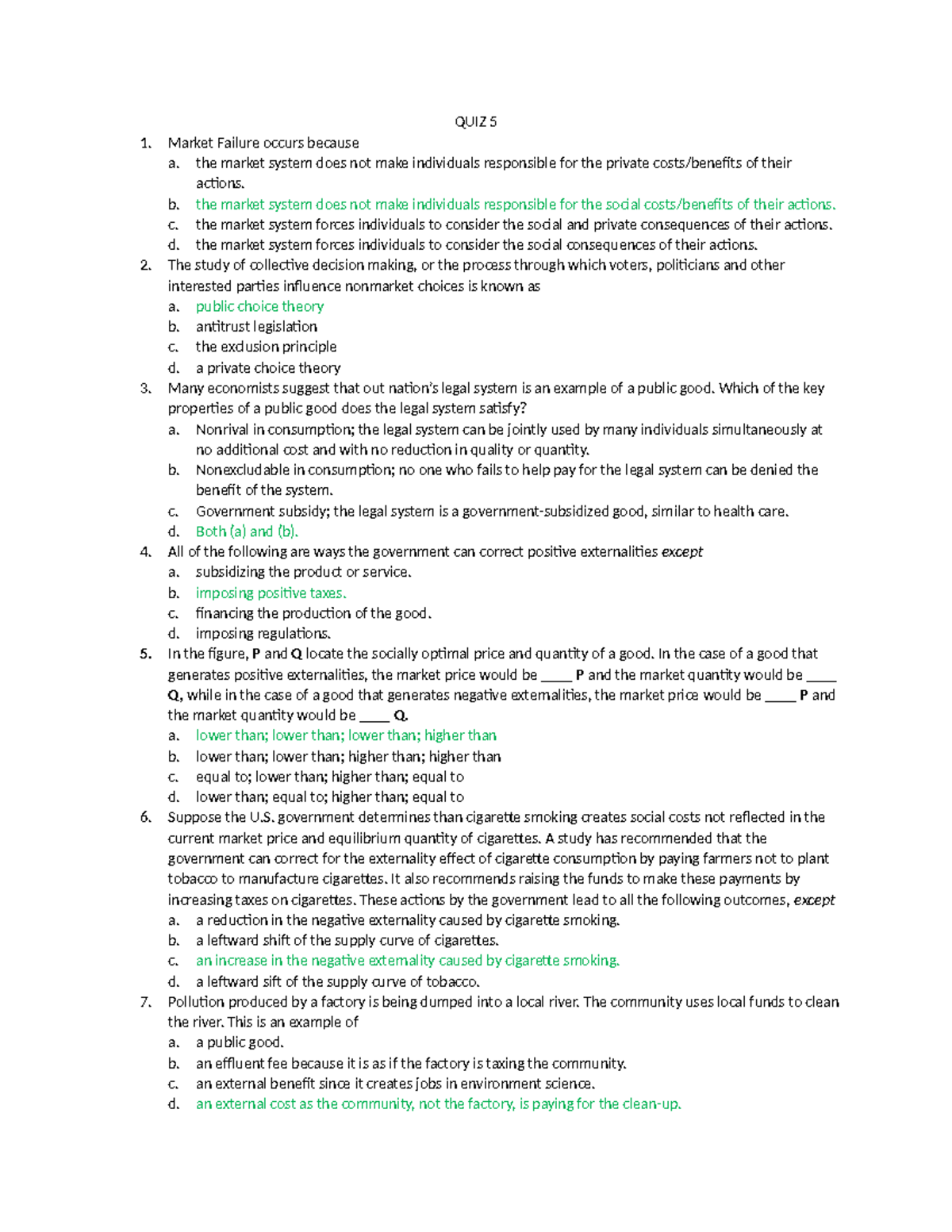 ECO201 QUIZ WEEK 2 - Flash Cards but have some answers to quiz - QUIZ 5 ...