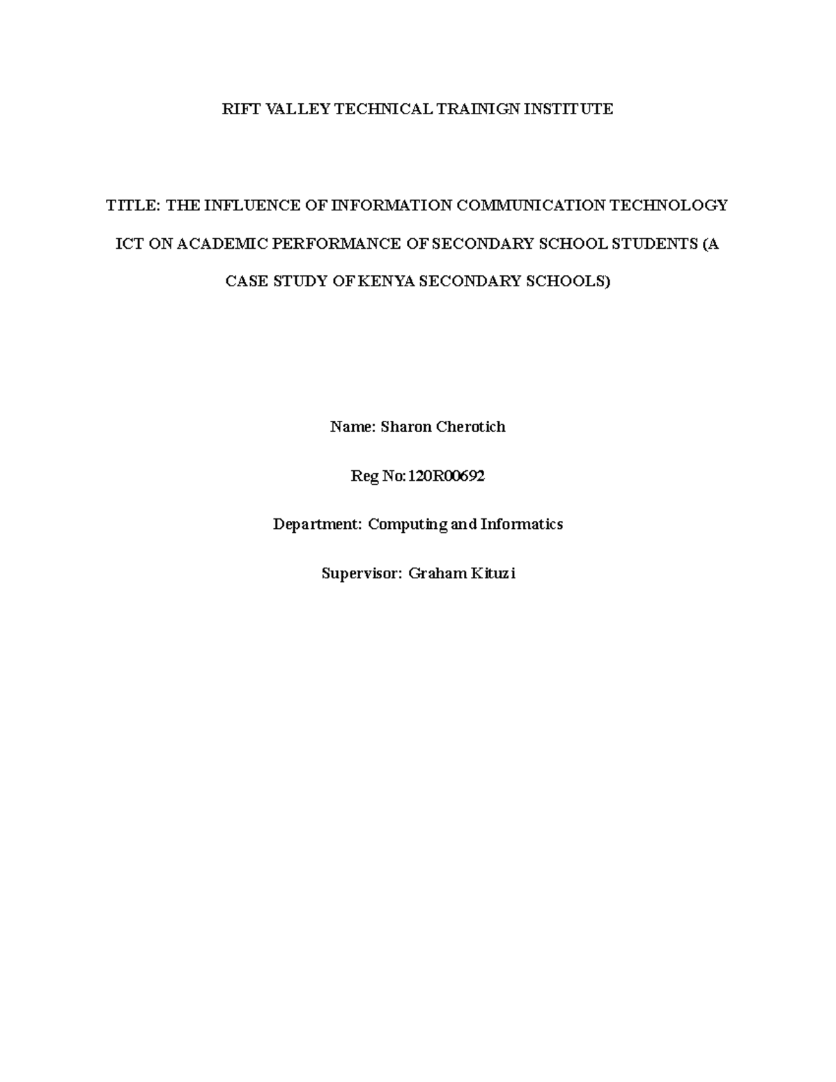 RIFT Valley Technical Trainign Institute - RIFT VALLEY TECHNICAL ...