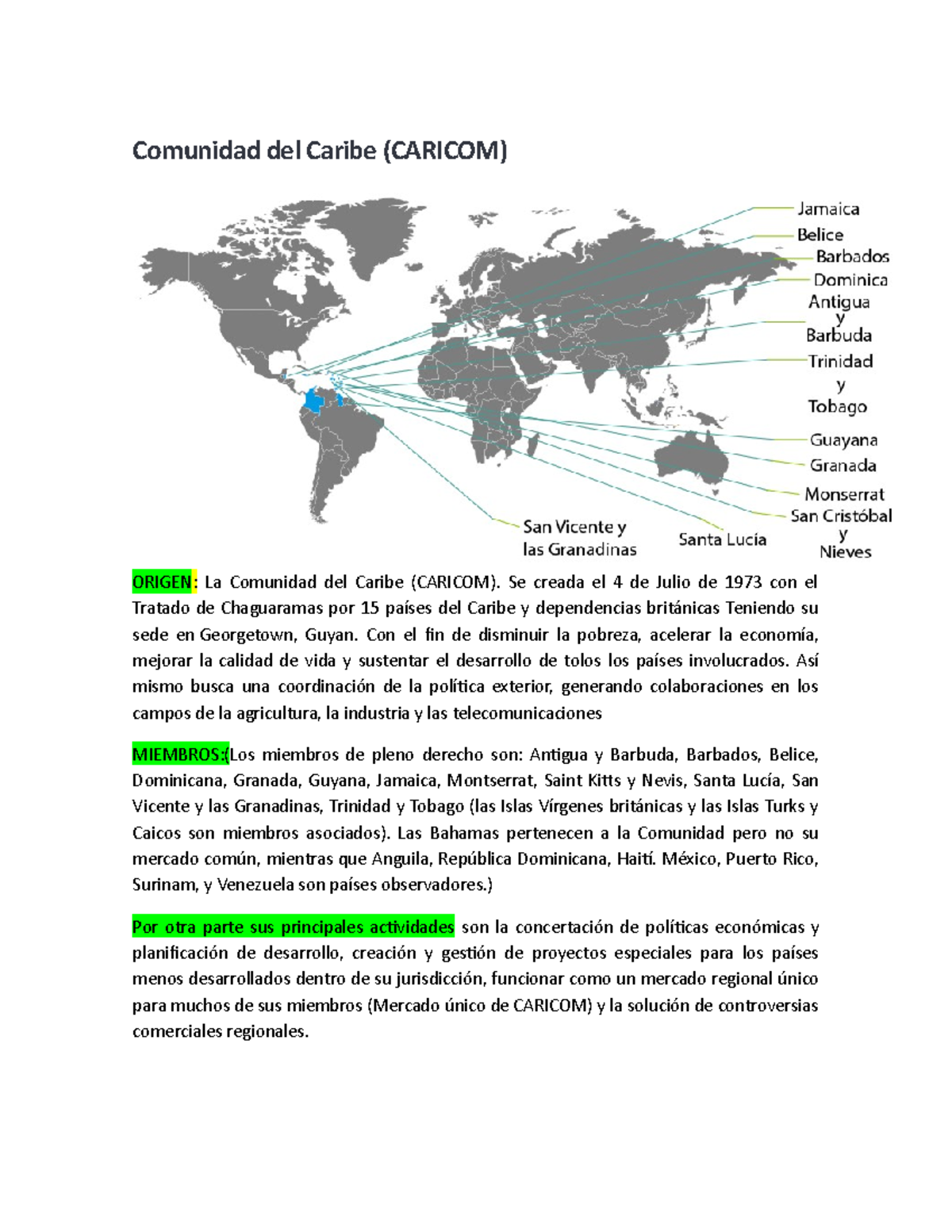 Comunidad del Caribe - Apuntes 1-2 - Comunidad del Caribe (CARICOM ...
