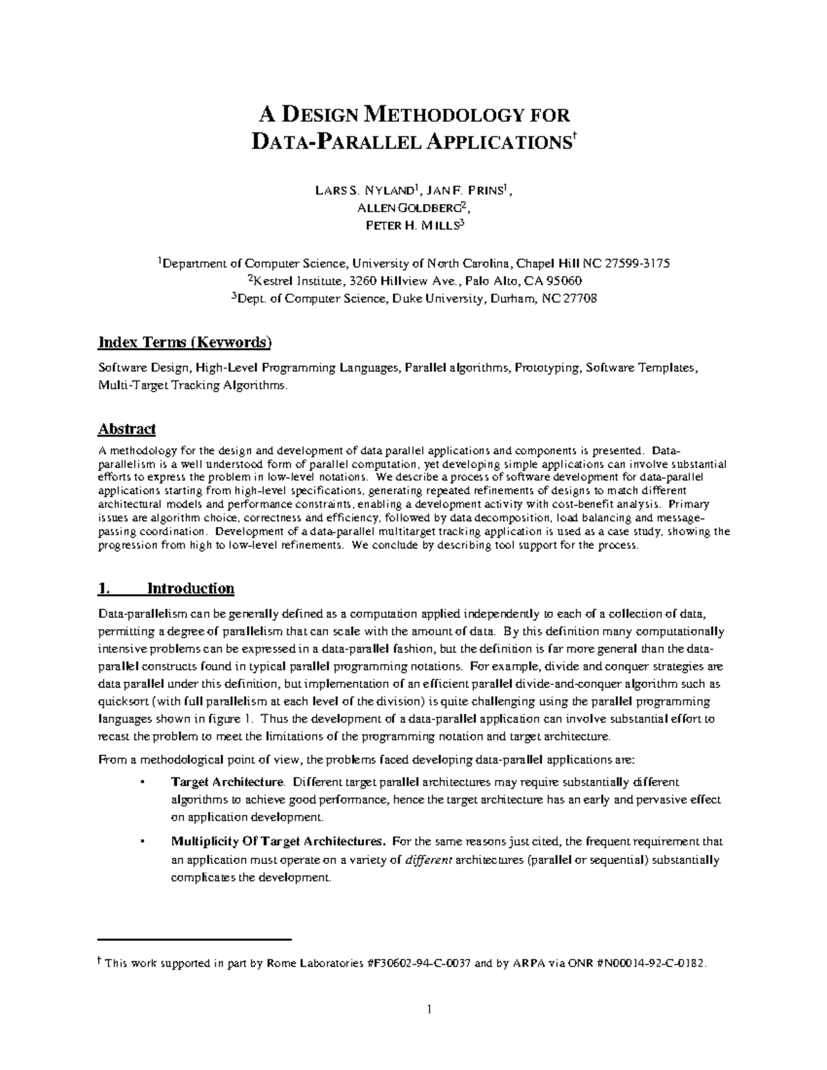 A Design Methodology For Data Parallel Applications A Design Methodology For Data Parallel