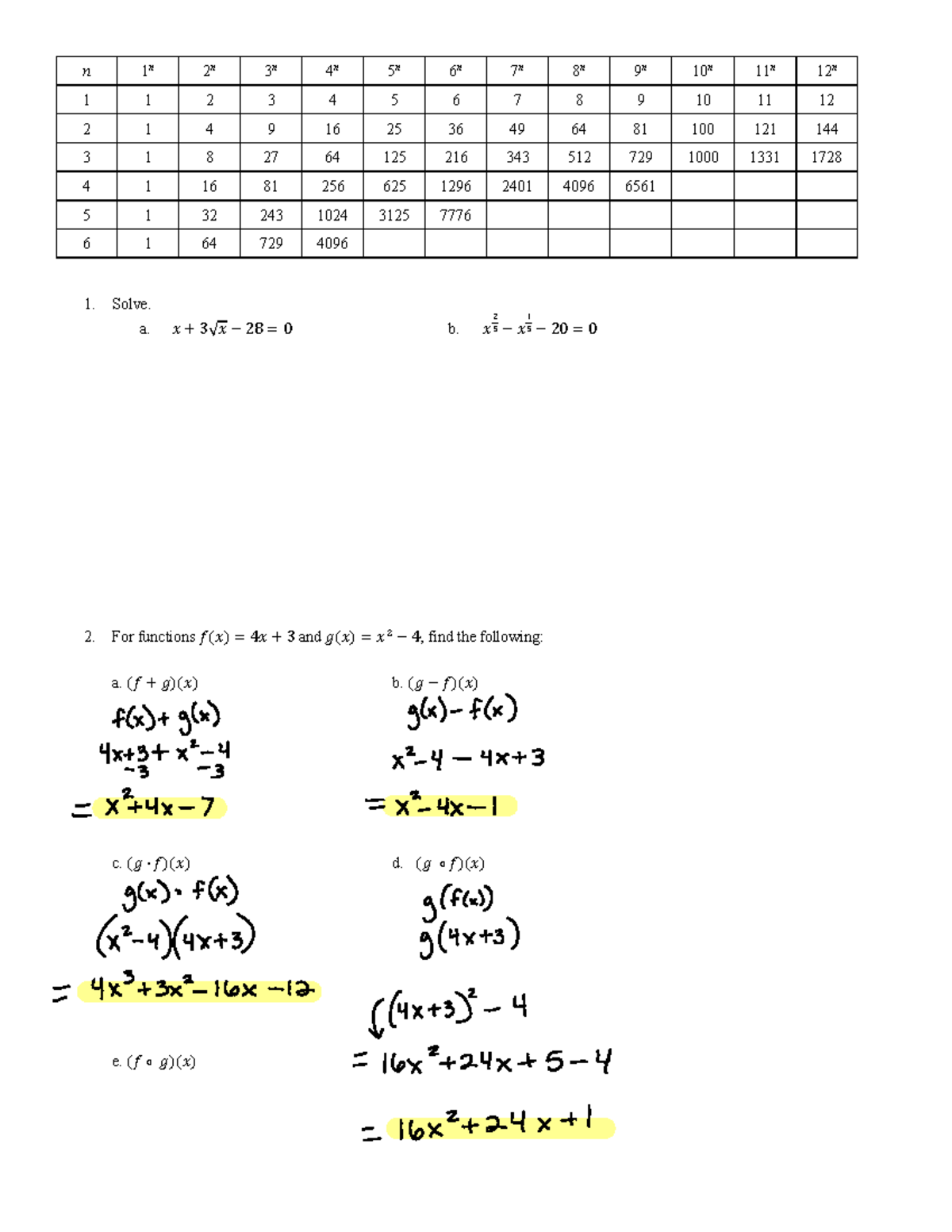 Worksheet 28-Review for Exam 3 ccbd0e61fbe39fceda 53f6779e37473 e - n 1 ...