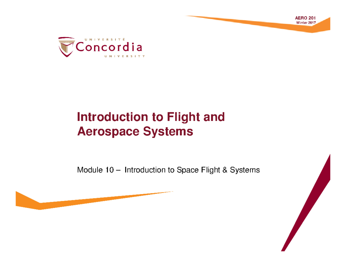 AERO 201 Module 10 Space Flight SV - Introduction to Flight and ...