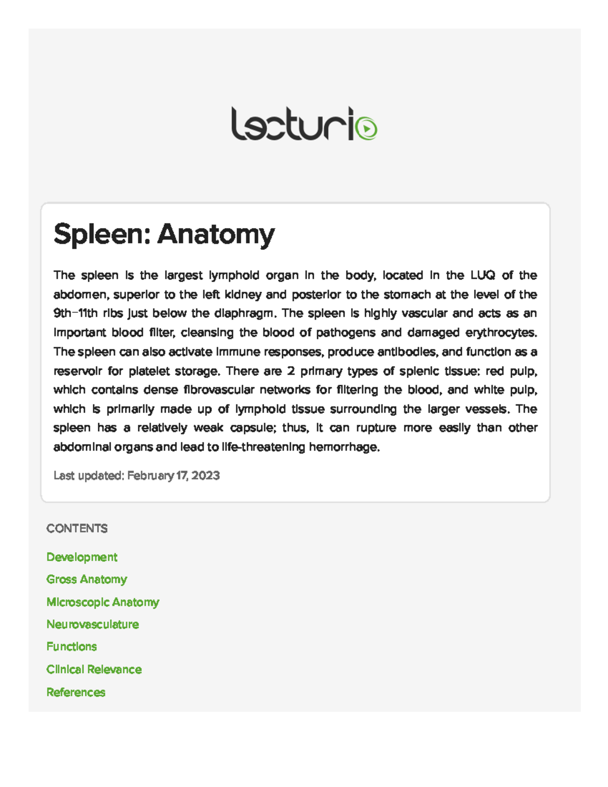 Gross anatomy of spleen - Spleen: Anatomy The spleen is the largest ...
