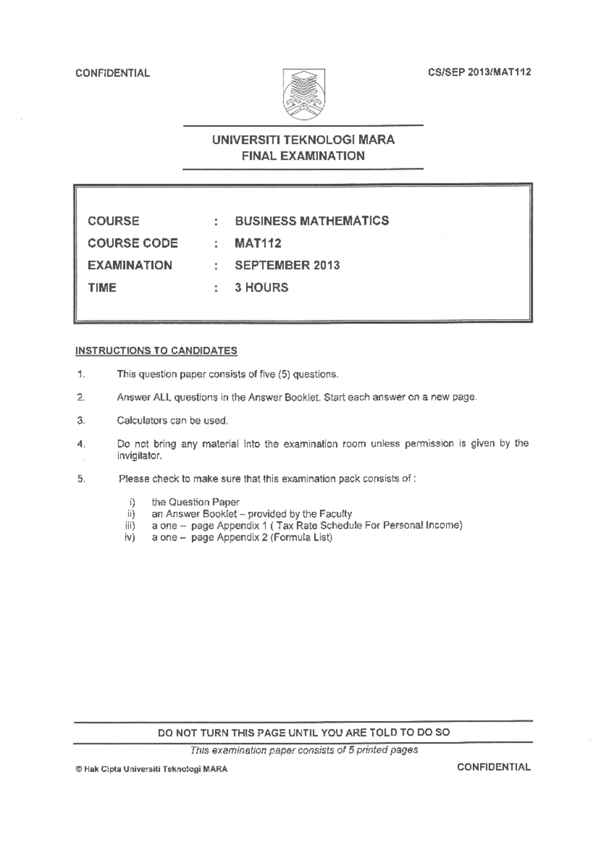 MAT112 - Business Statistics - Studocu