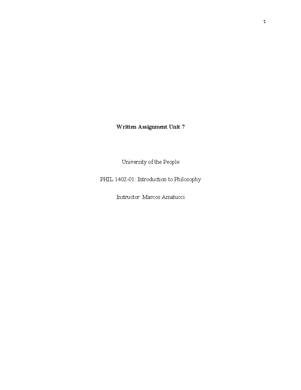 Written Assignment Unit 7 - Philosopher Voltaire - Written Assignment ...