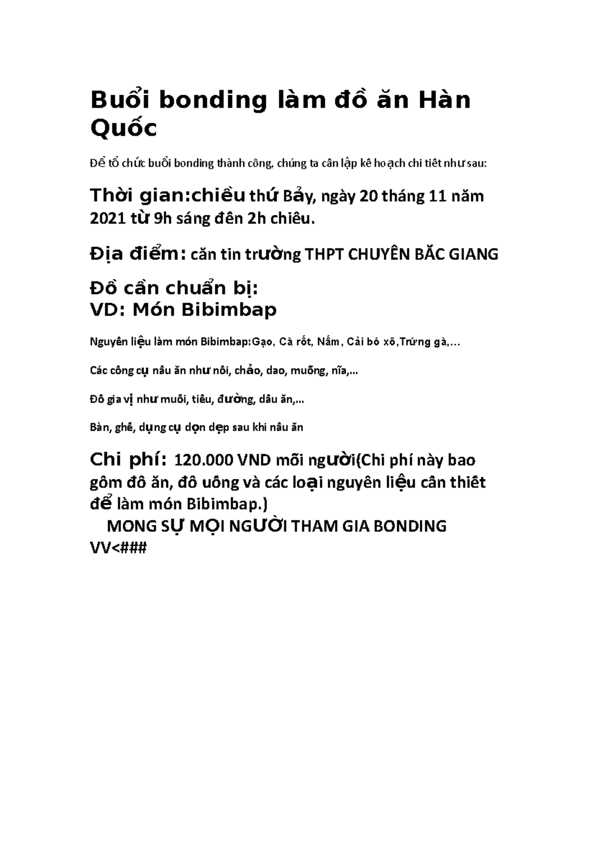 Buổi bonding làm đồ ăn Hàn Quốc - Buổi bonding làm đồ ăn Hàn Quốc Đ ể ...