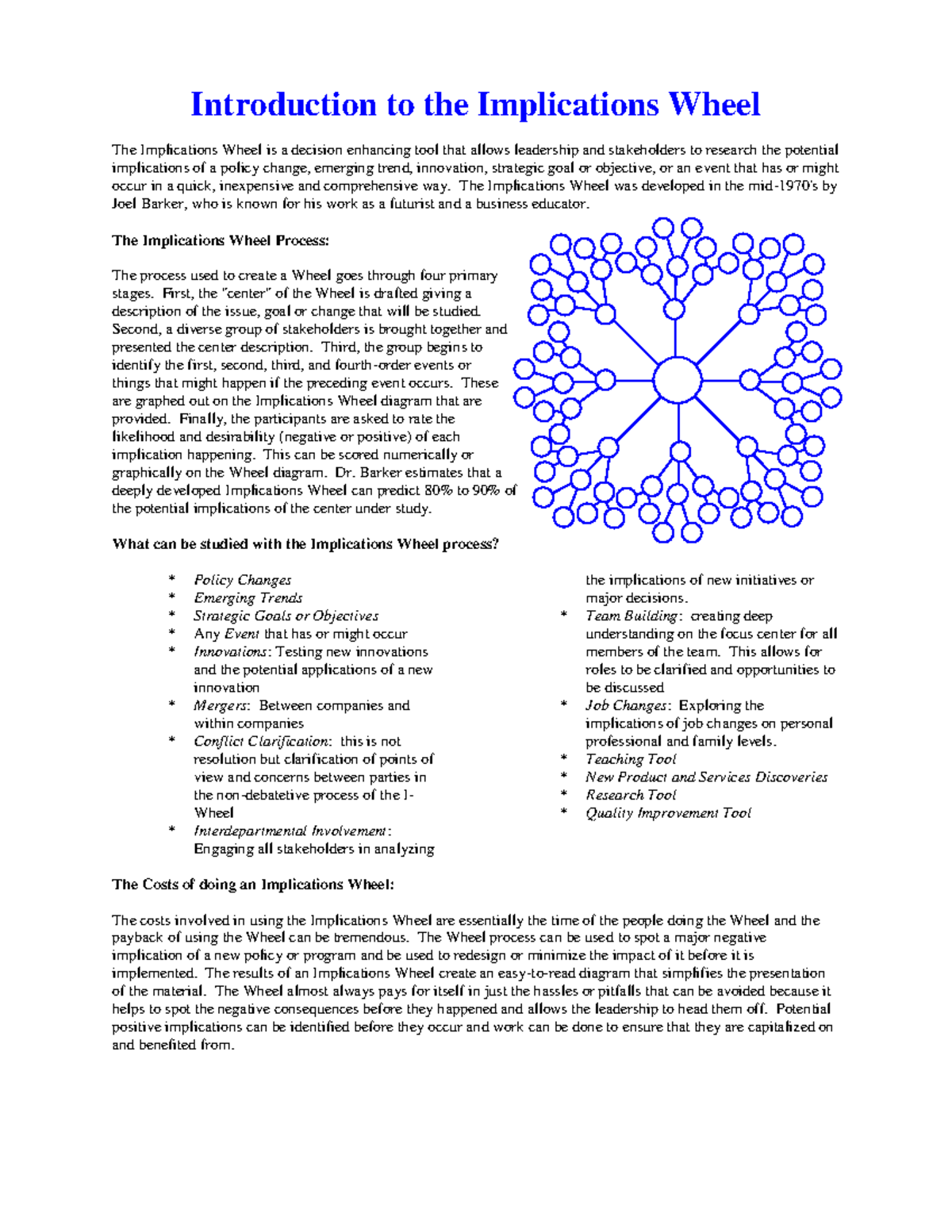 Introduction to the Implications Wheel - The Implications Wheel was ...