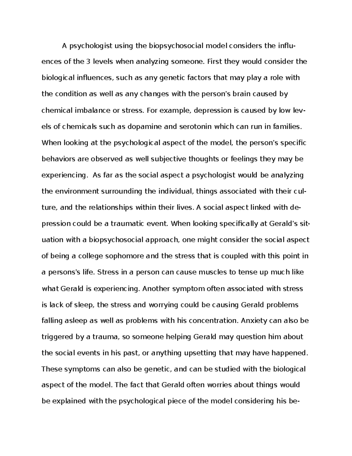 Psych Exam 1 Essay - Grade: A - A psychologist using the ...