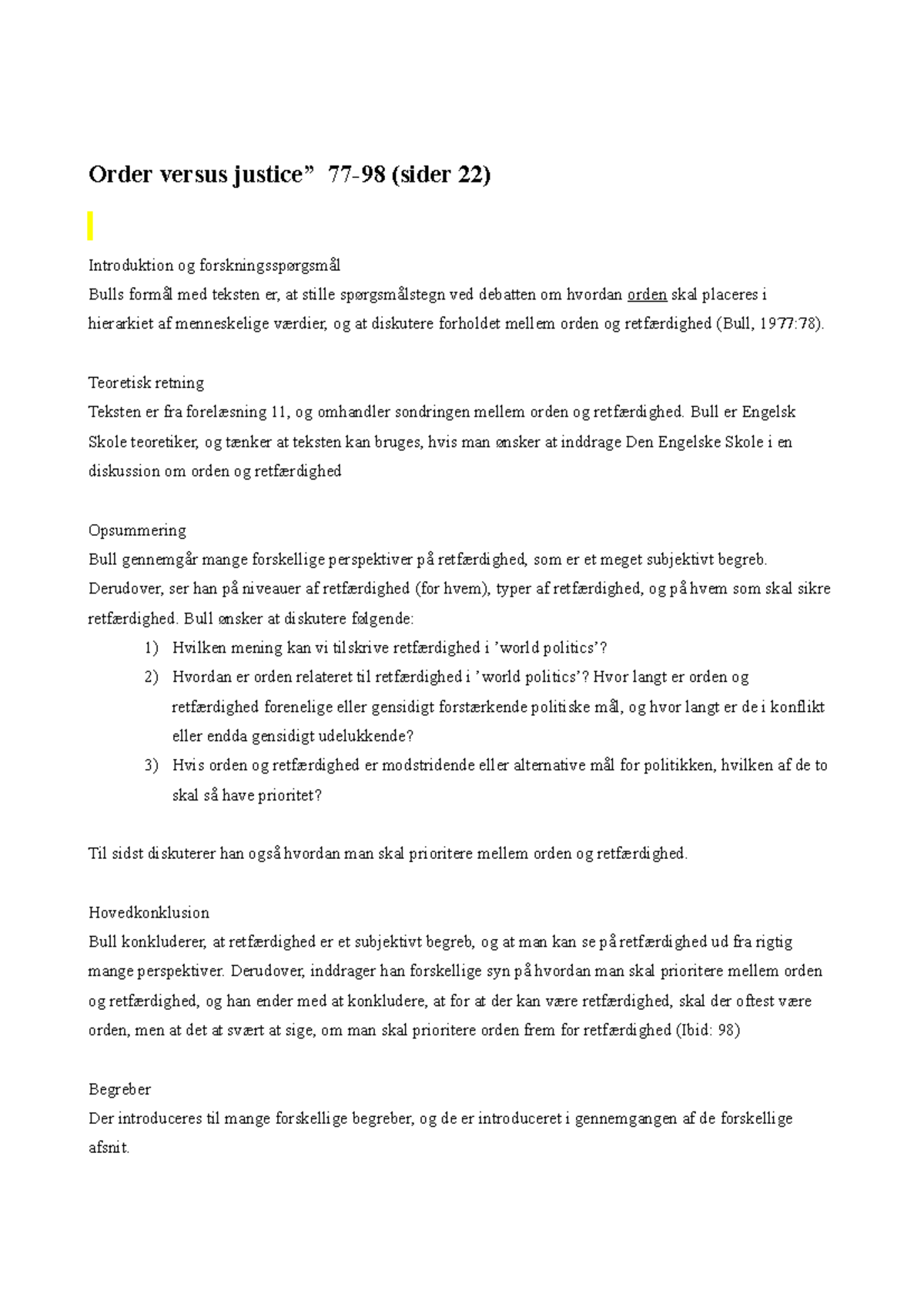 SAMF A NOTER til teksten Order versus justice - Order versus justice ...