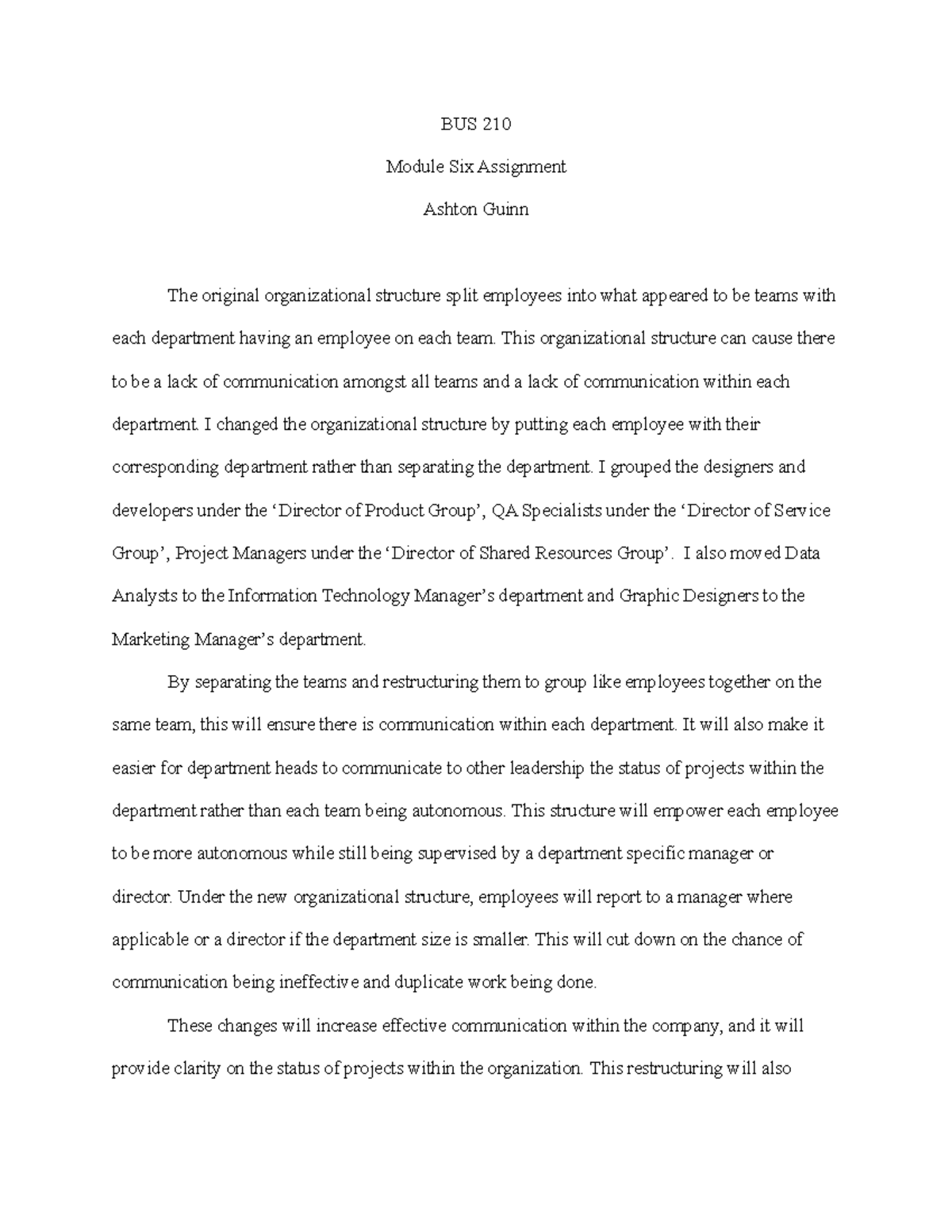 BUS 210 Module Six Assignment - BUS 210 Module Six Assignment Ashton ...