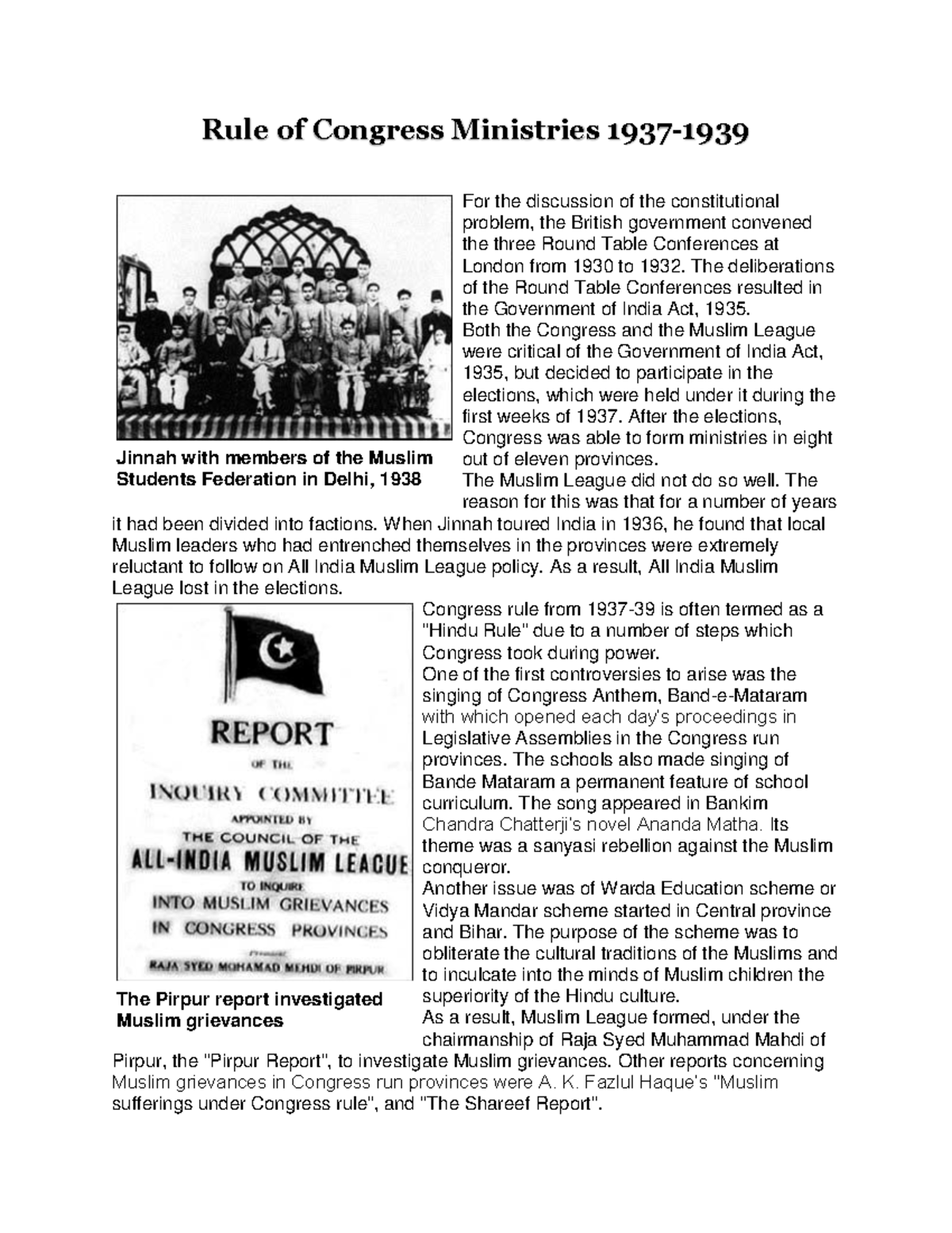 Pst assgmnt - mmmm - Rule of Congress Ministries 1937- For the ...