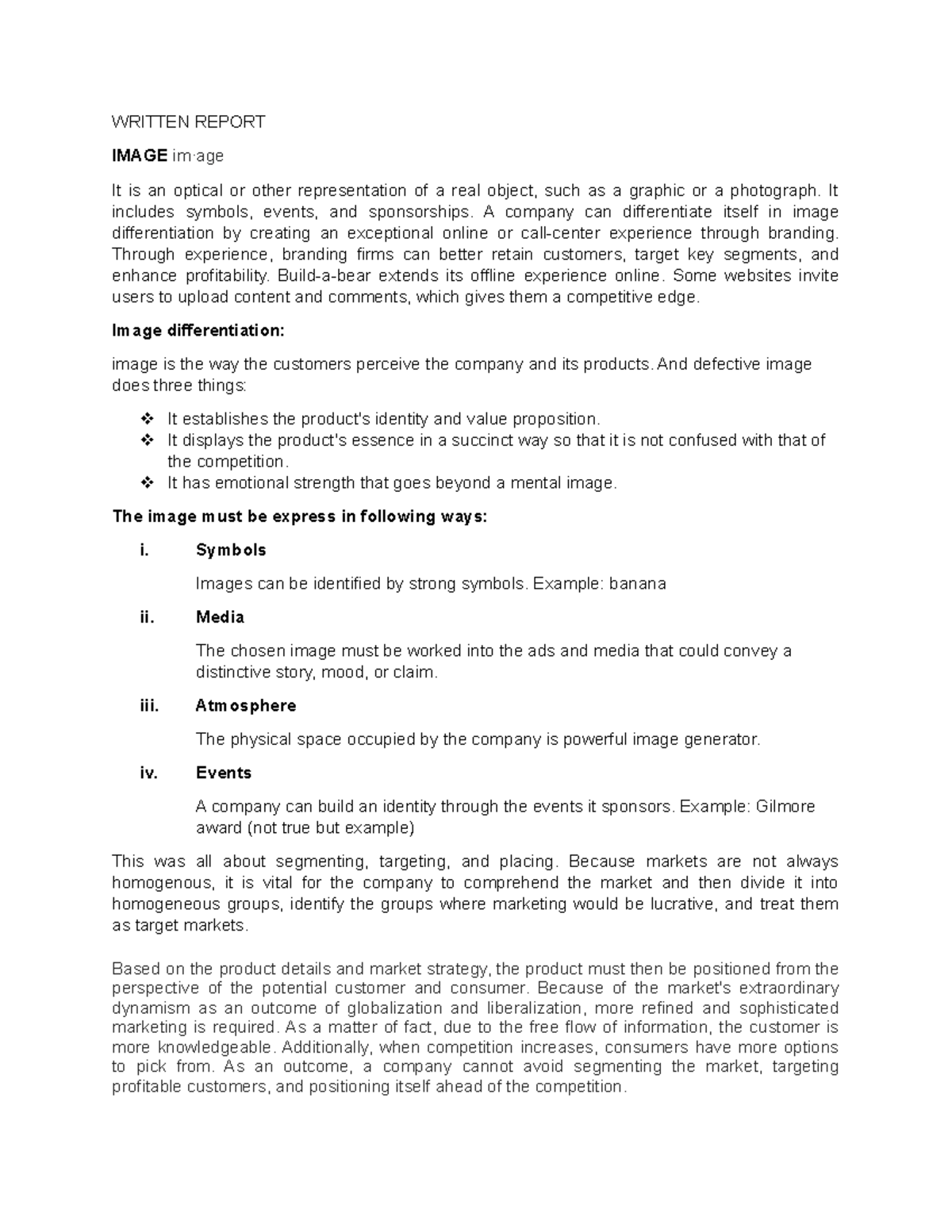 Written- Report - WRITTEN REPORT IMAGE im‧age It is an optical or other ...