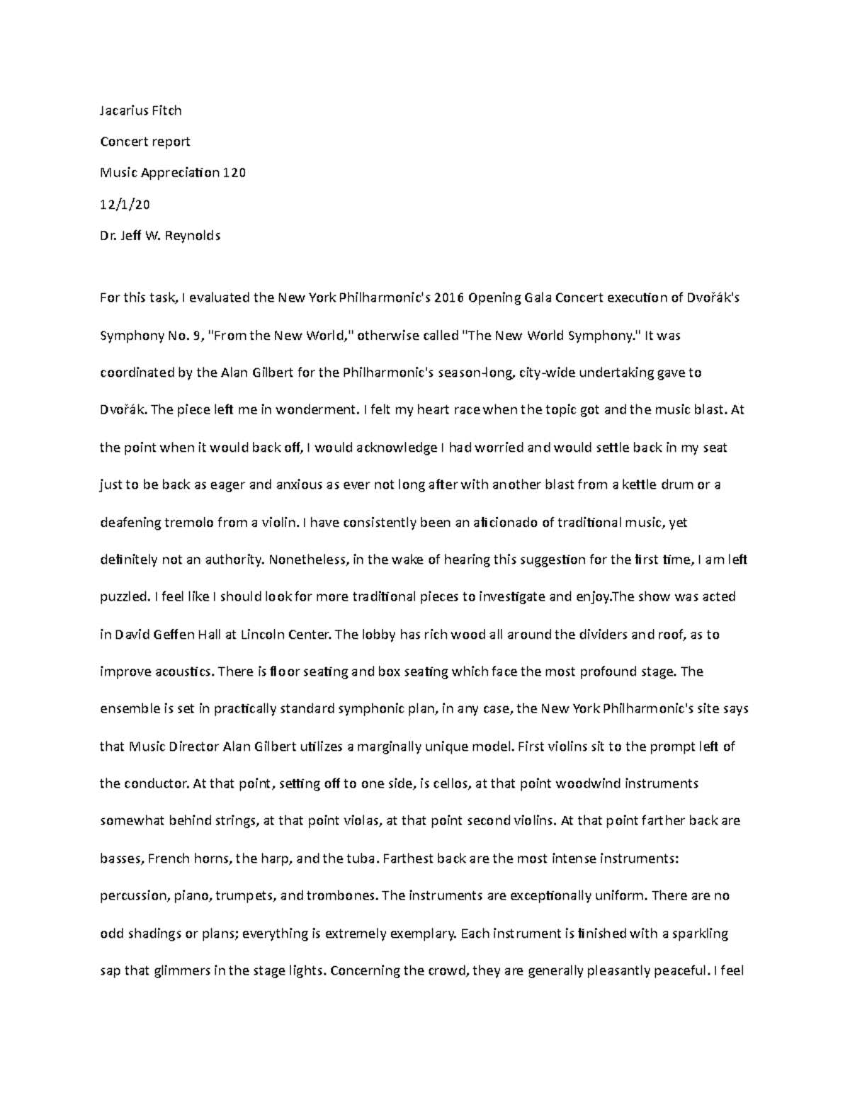 Concert report for music 120 for extra credit - Jacarius Fitch Concert ...