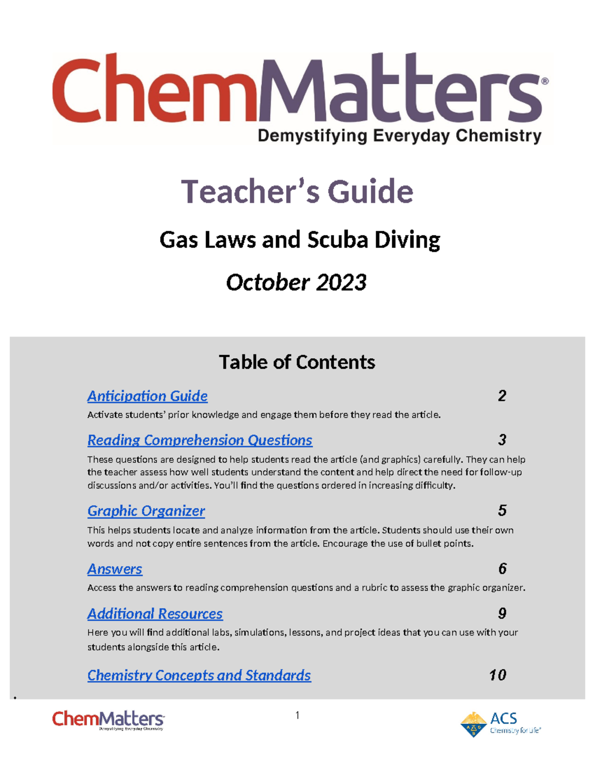 Gas laws and scuba diving tg - Teacher’s Guide Gas Laws and Scuba ...