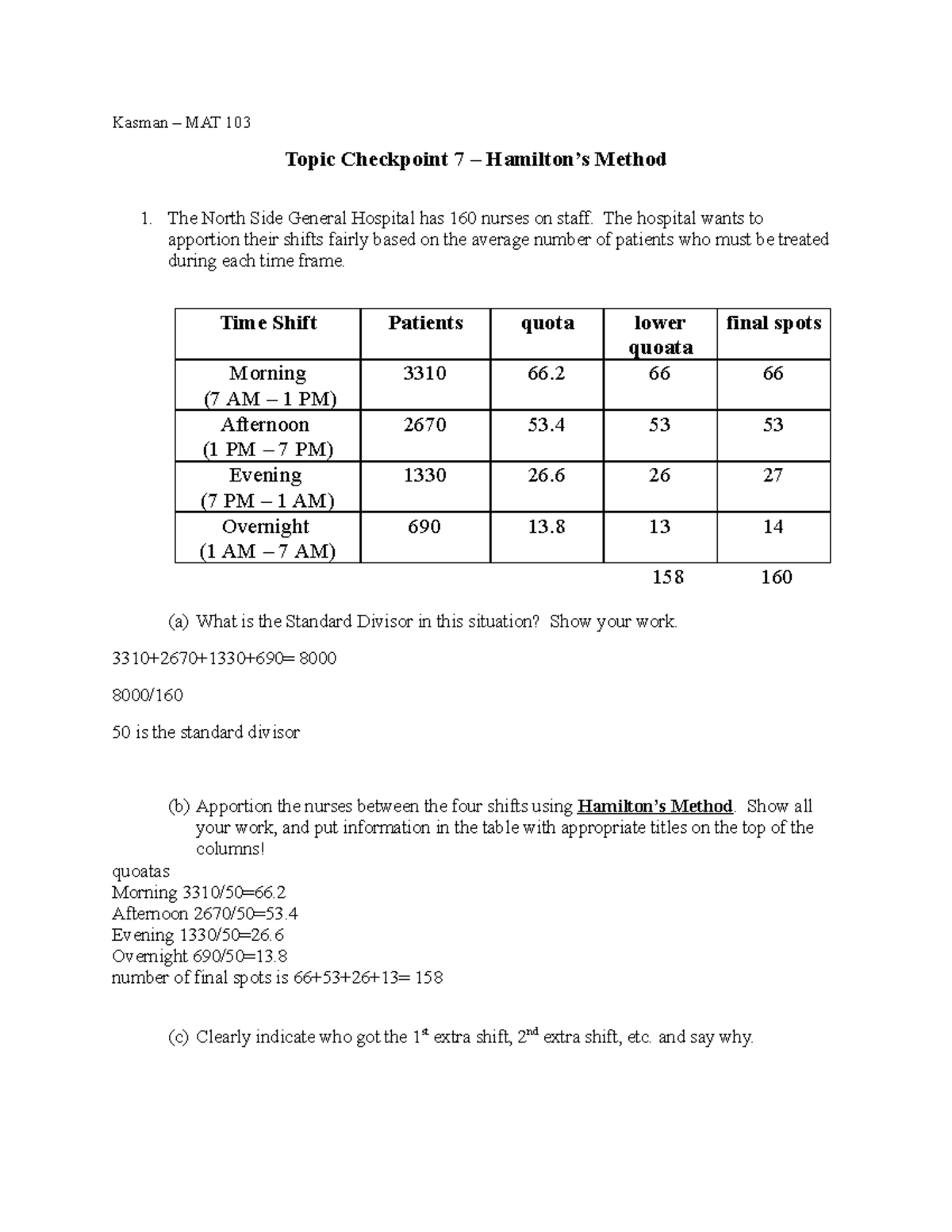 Topic Checkpoint 7 - Hamilton's Method - Kasman – MAT 103 Topic ...