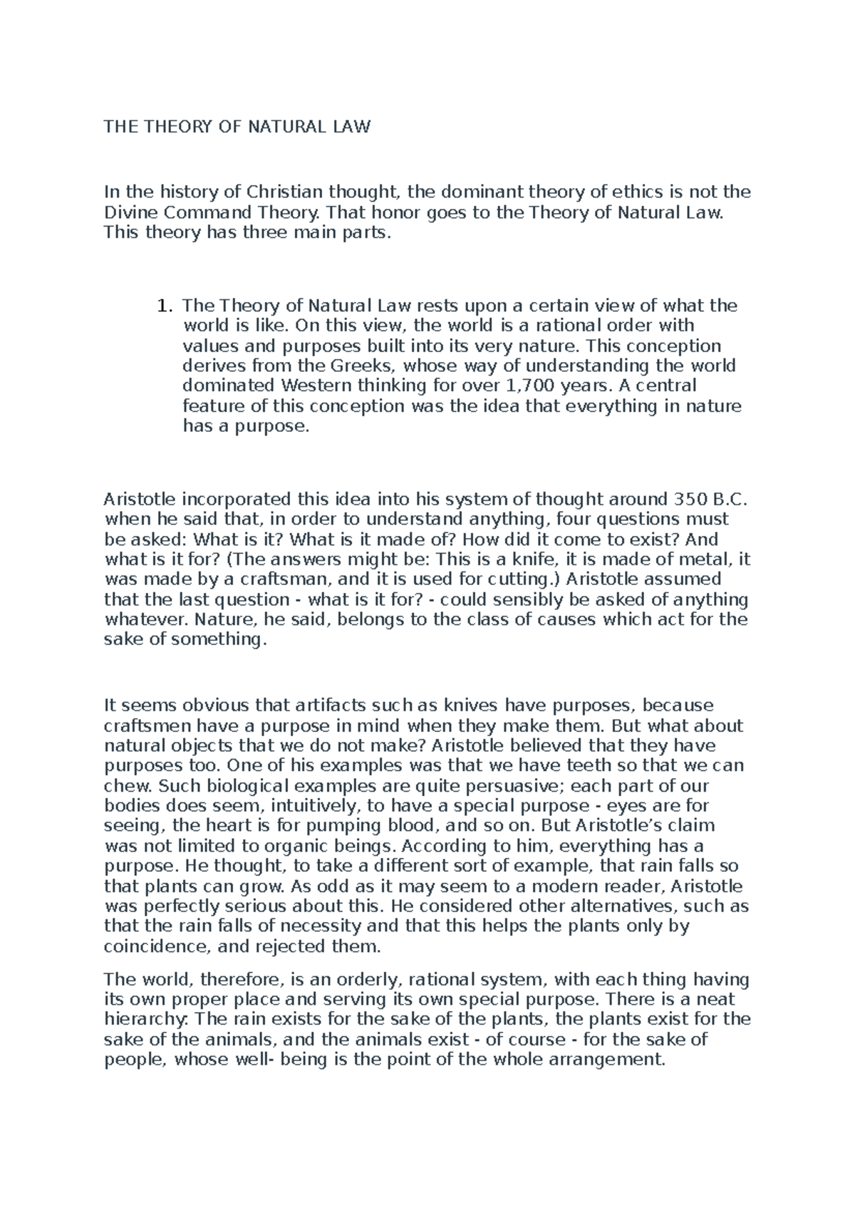 Natural-law - notes - THE THEORY OF NATURAL LAW In the history of ...