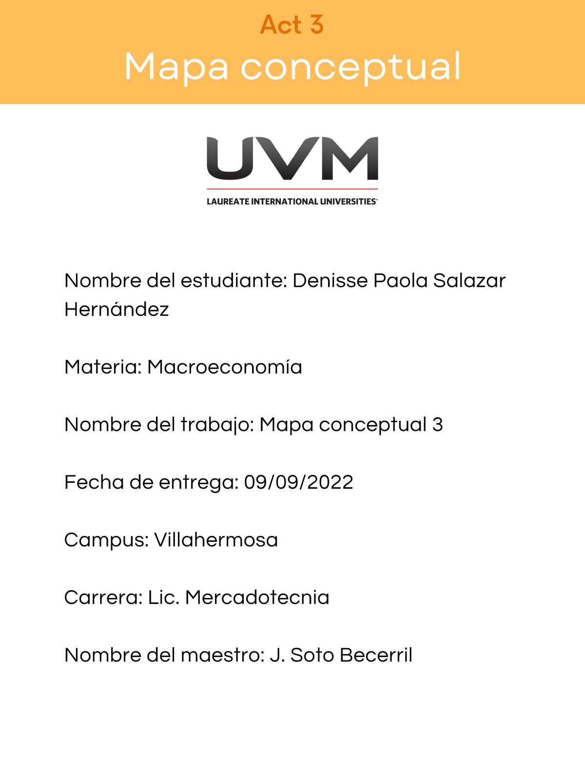 Mapa conceptual A3 - Mapa conceptual Act 3 Nombre del estudiante: Denisse Paola Salazar ...