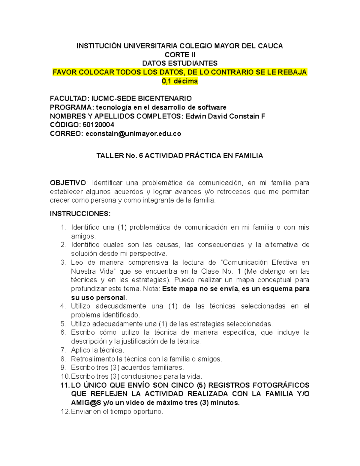 Taller 6 F SER - SDVSDVSD - INSTITUCIÓN UNIVERSITARIA COLEGIO MAYOR DEL ...