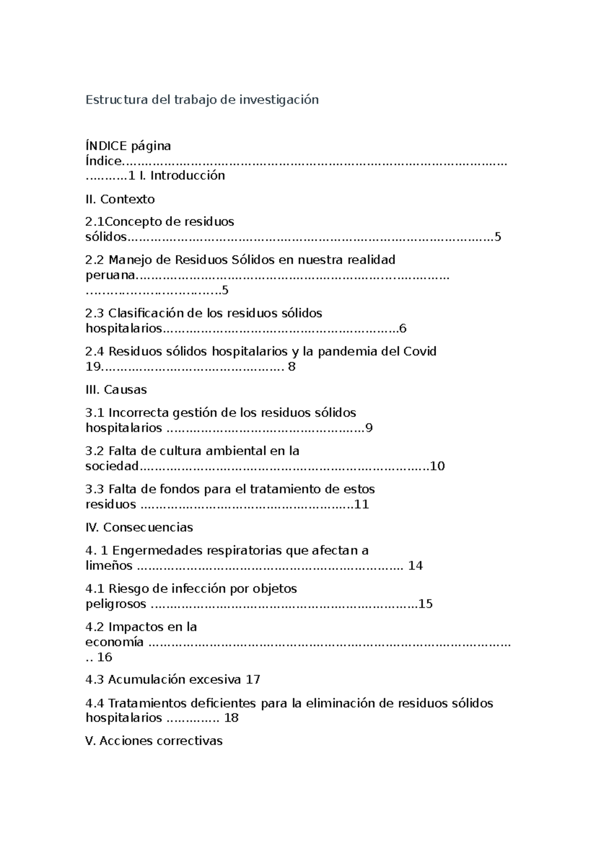 Estructura del trabajo de investigación - Estructura del trabajo de ...