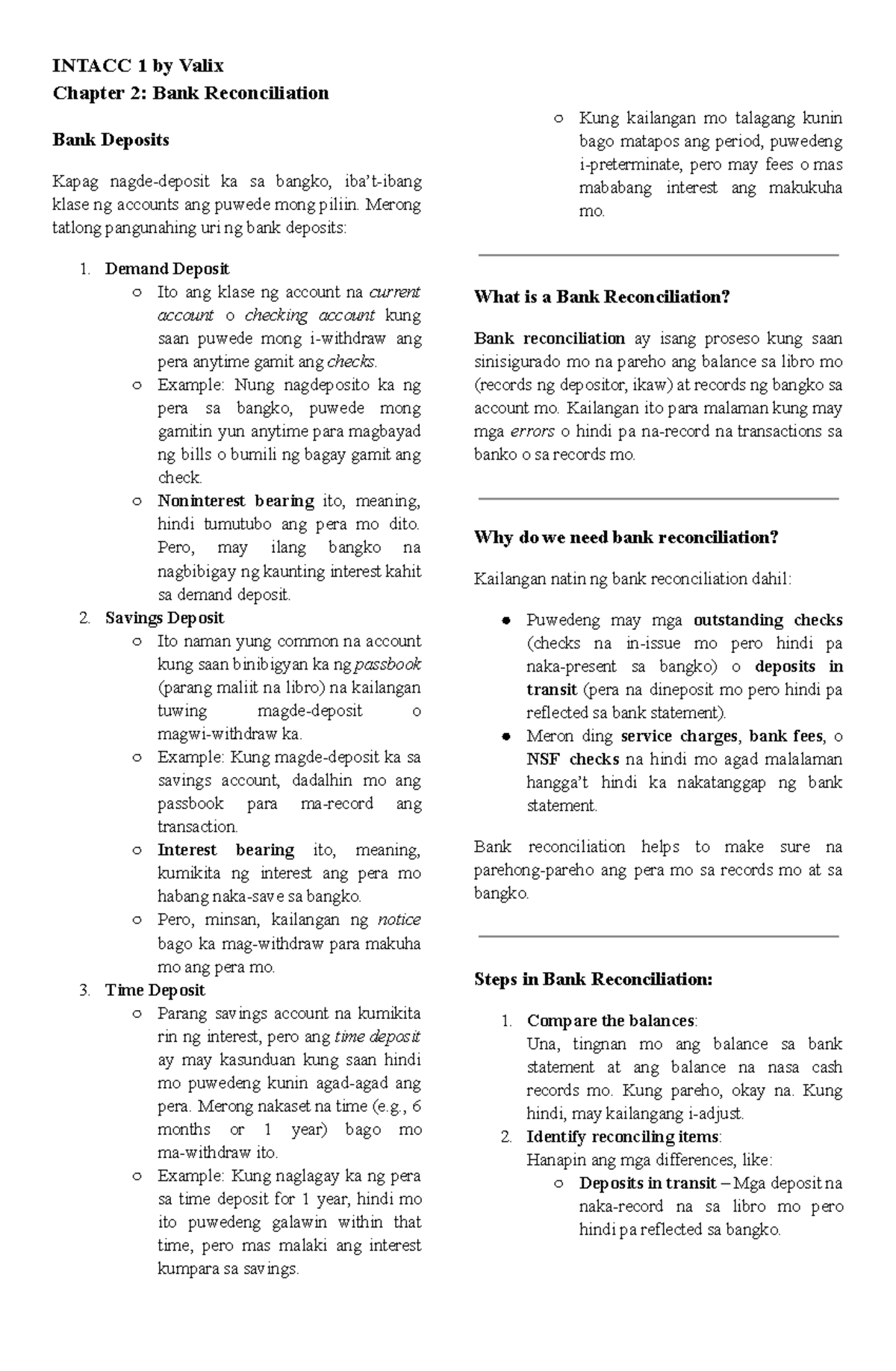 Chapter 2 Bank Reconciliation - INTACC 1 by Valix Chapter 2: Bank ...