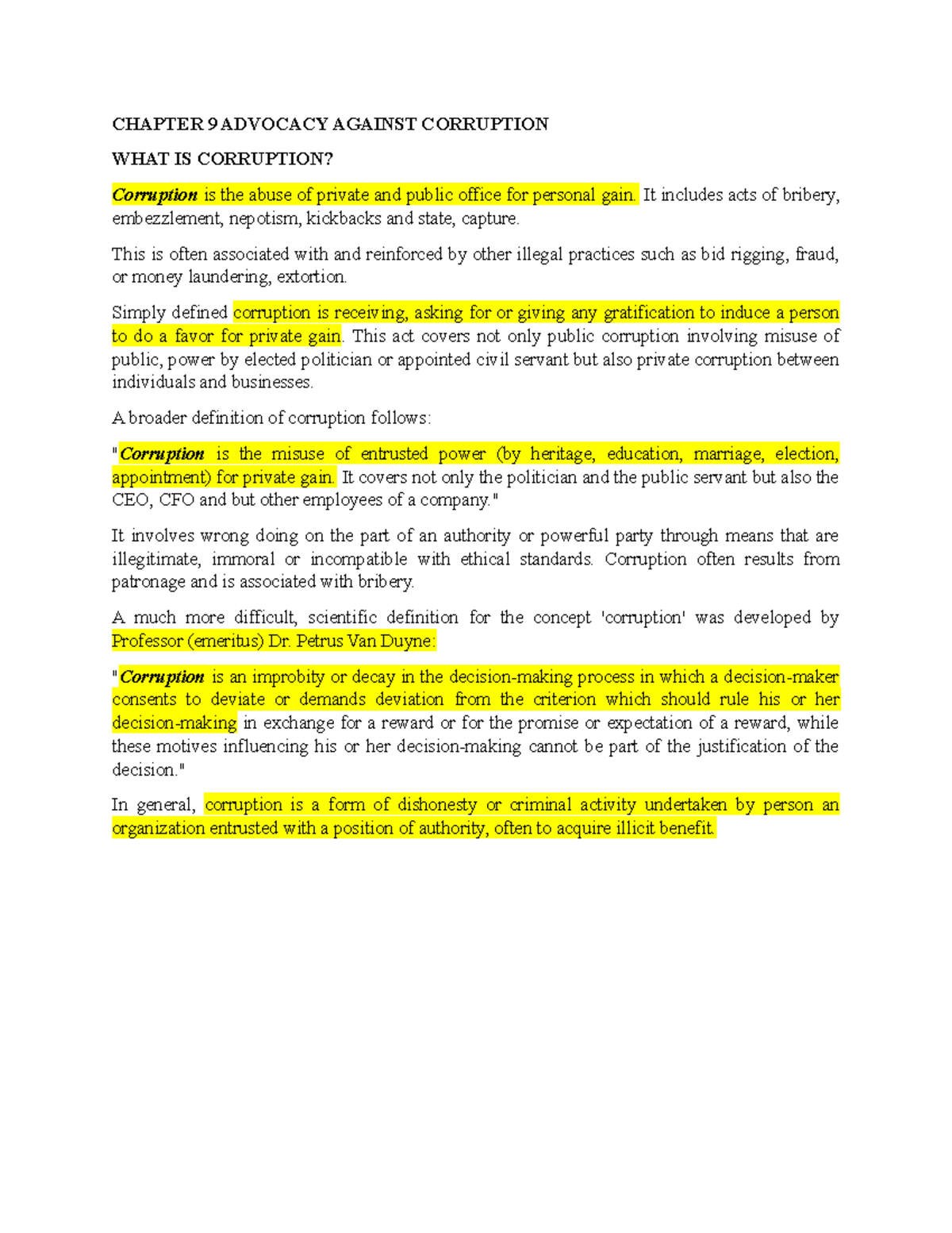 Chapter%209%20cor%20gov - CHAPTER 9 ADVOCACY AGAINST CORRUPTION WHAT IS ...