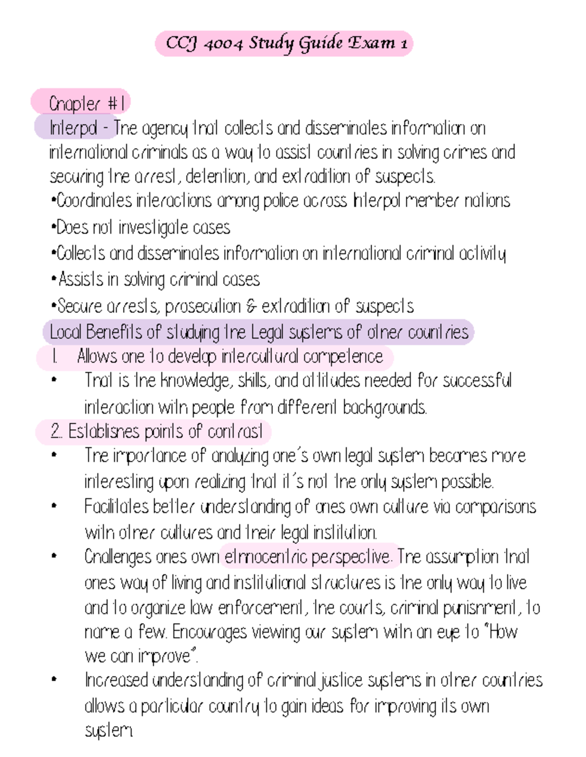 Comparative Criminology and Criminal Justice Exam 1 Notes - Chapter ...