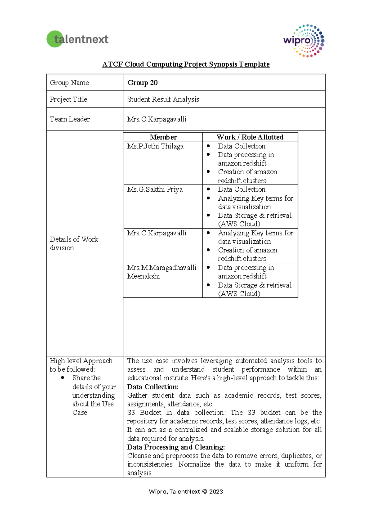 ATCF P7 Students Result Analysis Group 20 Synopsis - ATCF Cloud Computing Project Synopsis ...