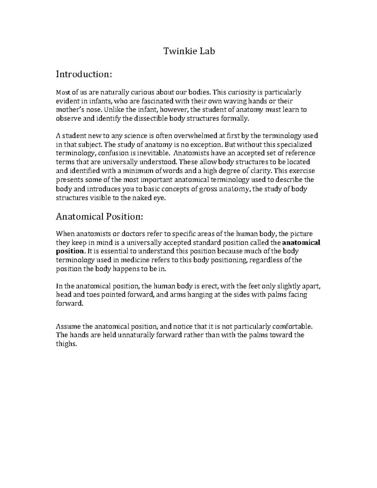 Twinkie Lab - Assignment for directional terms and body planes ...