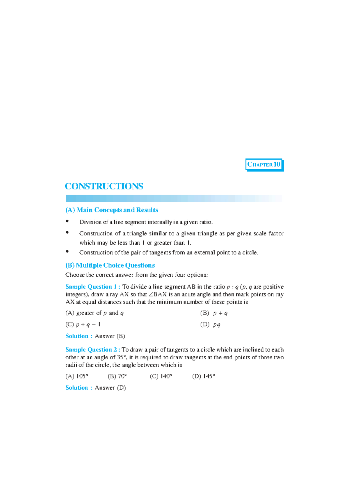 CBSE Class 10 Maths Ncert Exemplar Book PDF Construction ...
