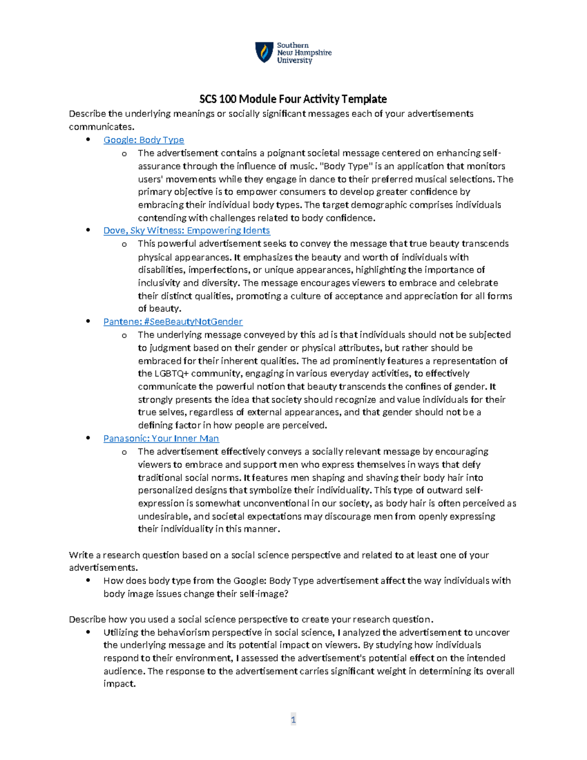 SCS 100 Module Four Activity Template - SCS 100 Module Four Activity ...