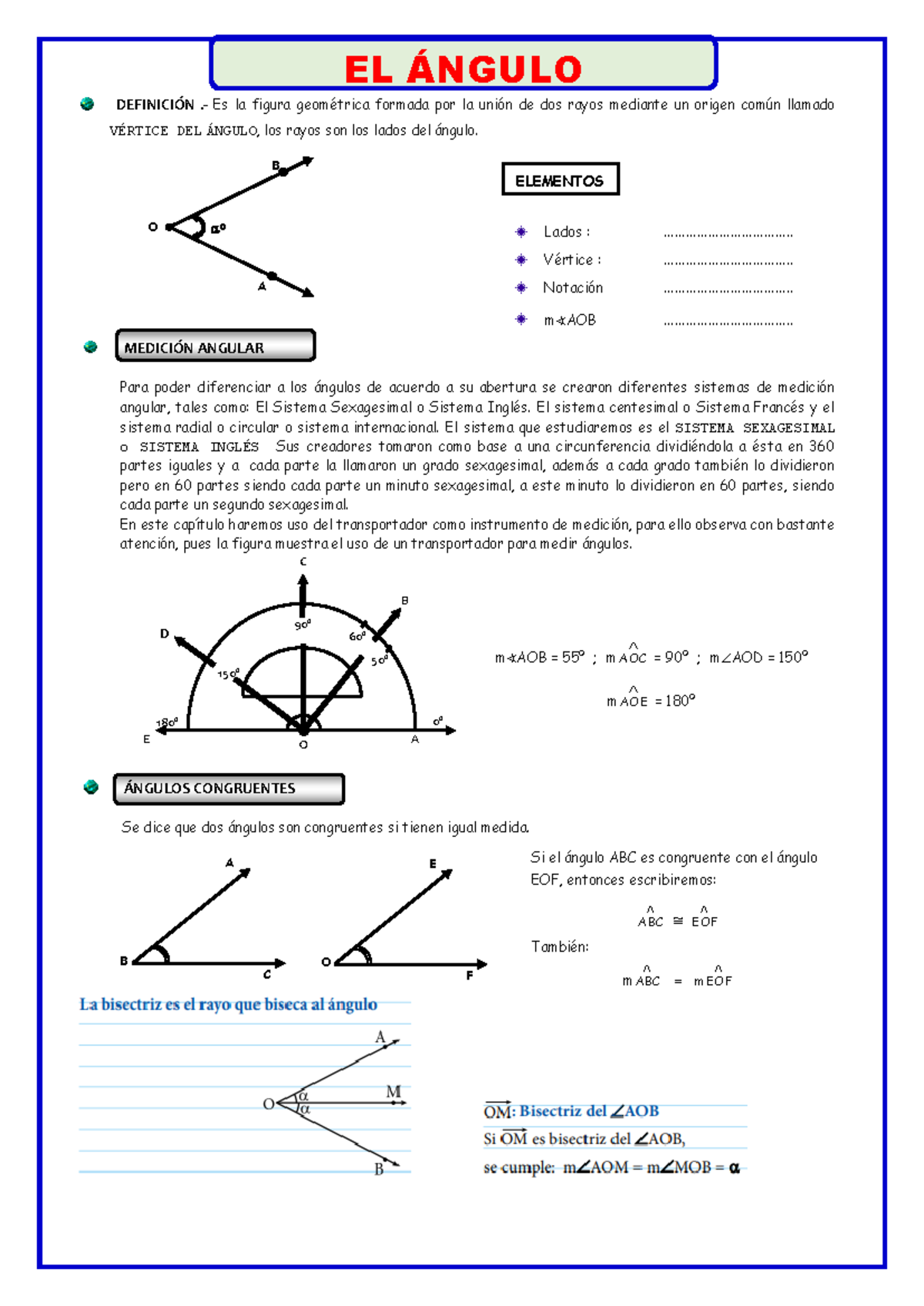 Ángulos-para-Primero - EL ÁNGULO DEFINICIÓN .- Es la figura geométrica ...