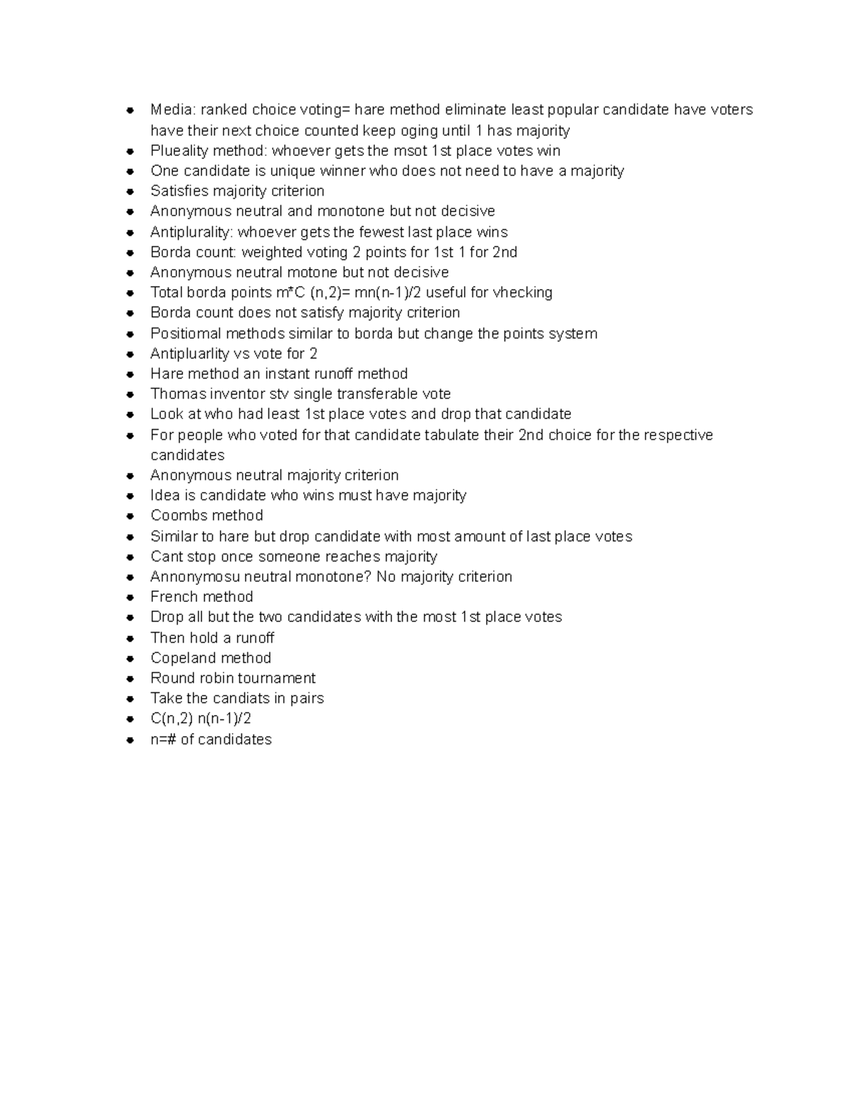 Math 17 - Notes from Prof. Robinsons class - Media: ranked choice ...