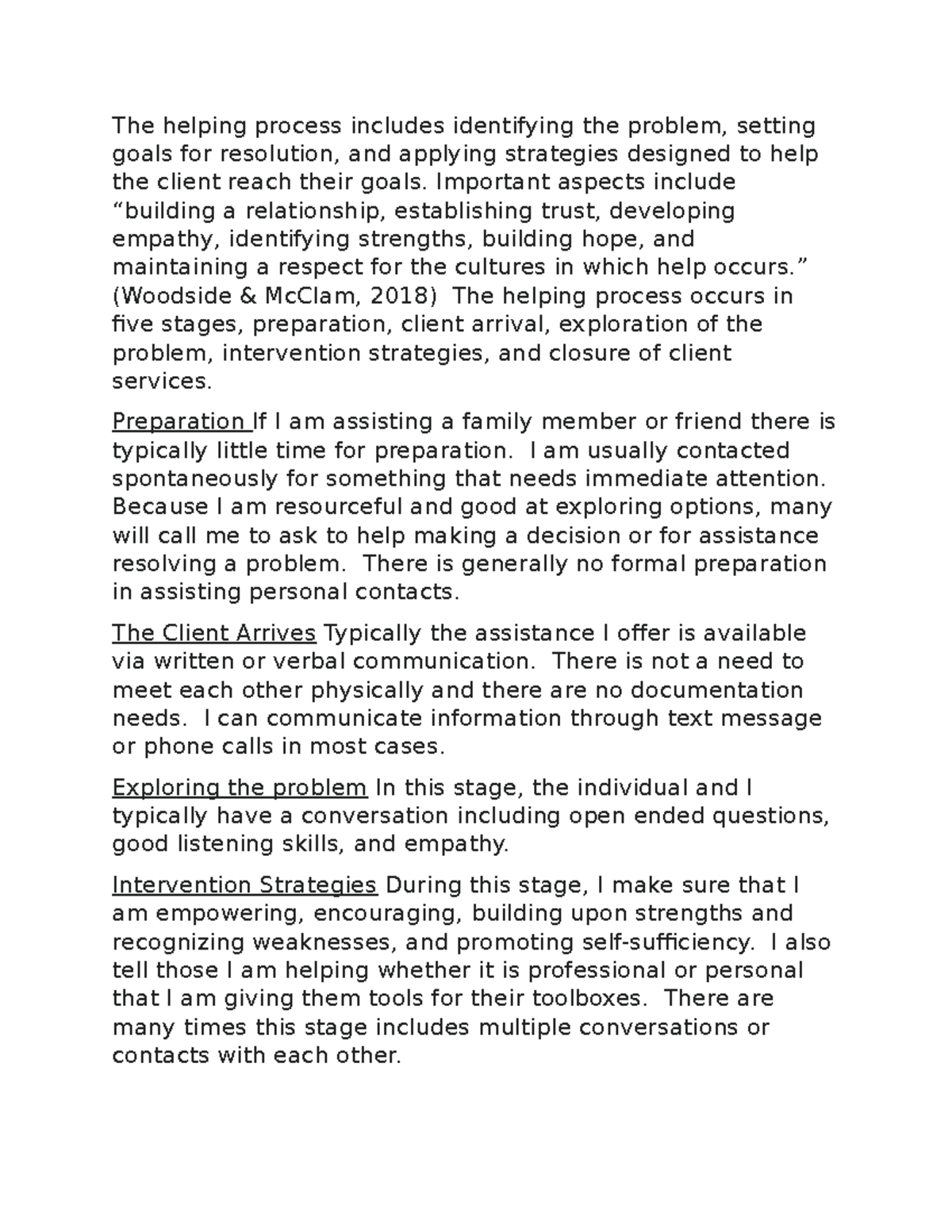 5-1 - Module 5 - The helping process includes identifying the problem, setting goals for ...