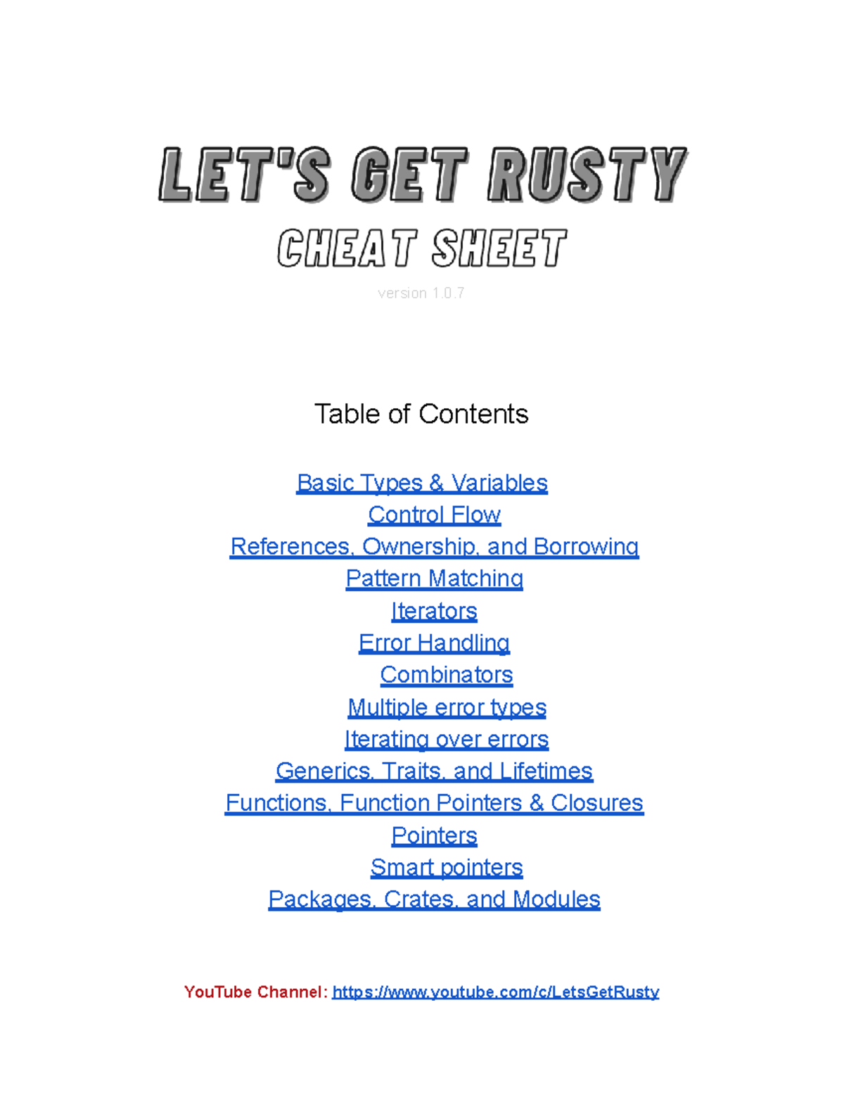 LGR Cheat Sheet - version 1. Table of Contents Basic Types & Variables ...