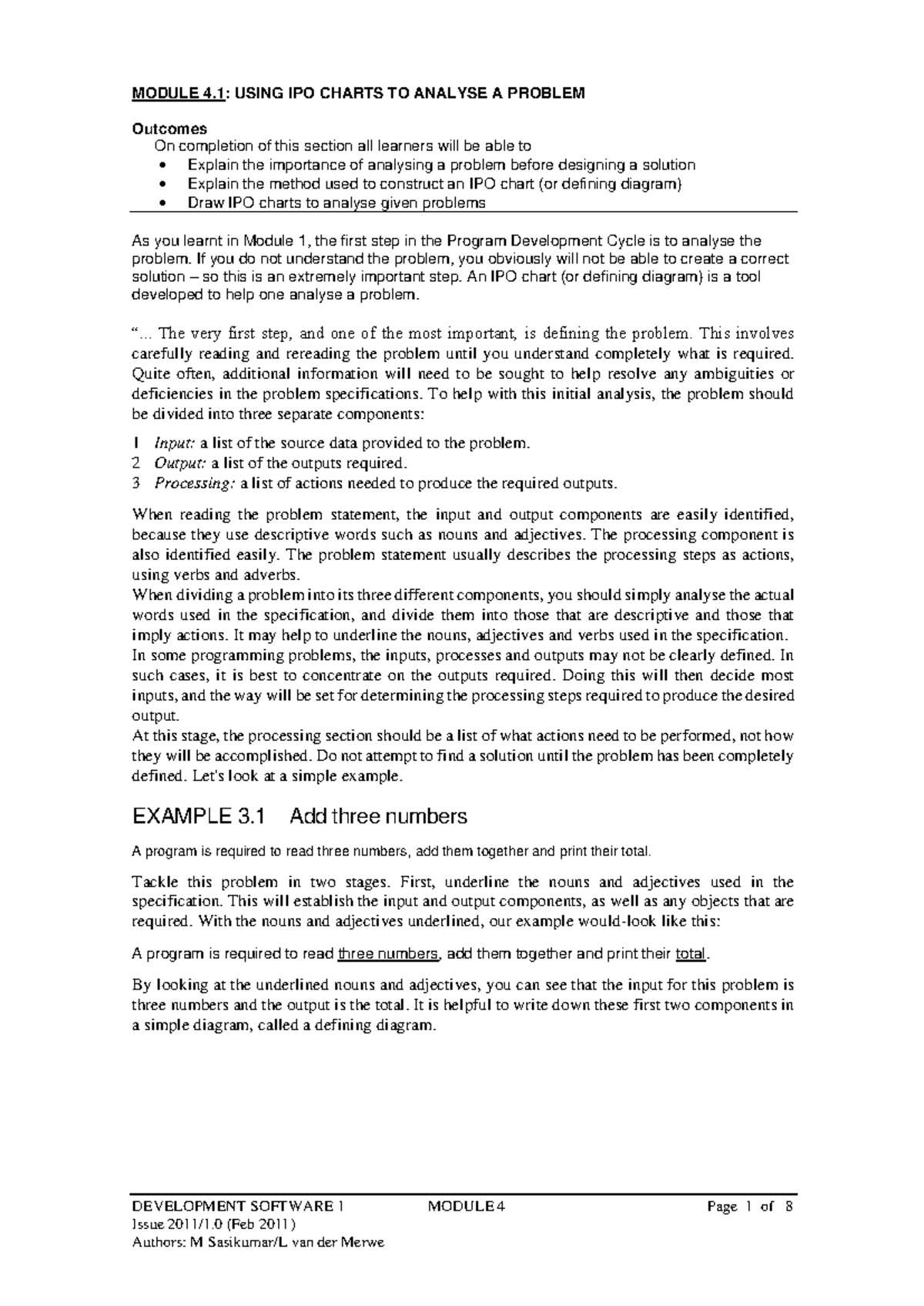 DEV1 2024 Module 4 - lecturer notes - DEVELOPMENT SOFTWARE 1 MODULE 4 ...
