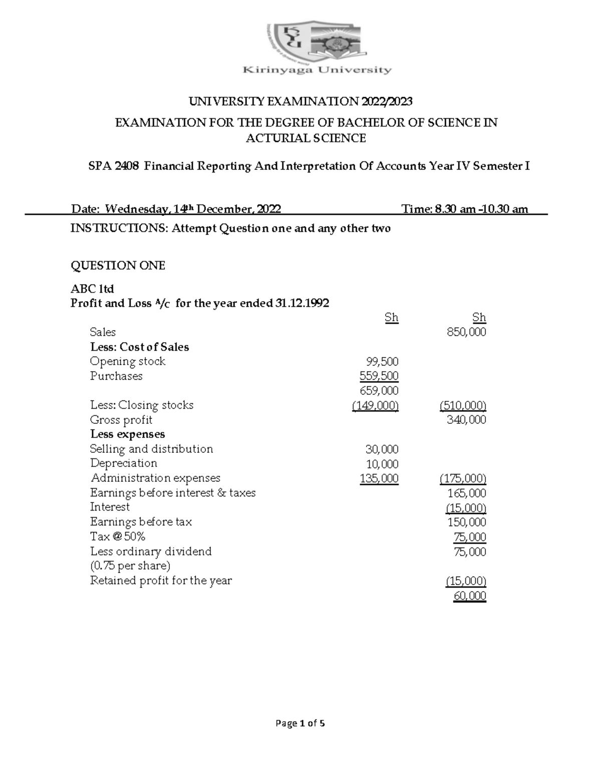 SPA 2408 Financial Reporting And Interpretation Of Accounts Year IV ...