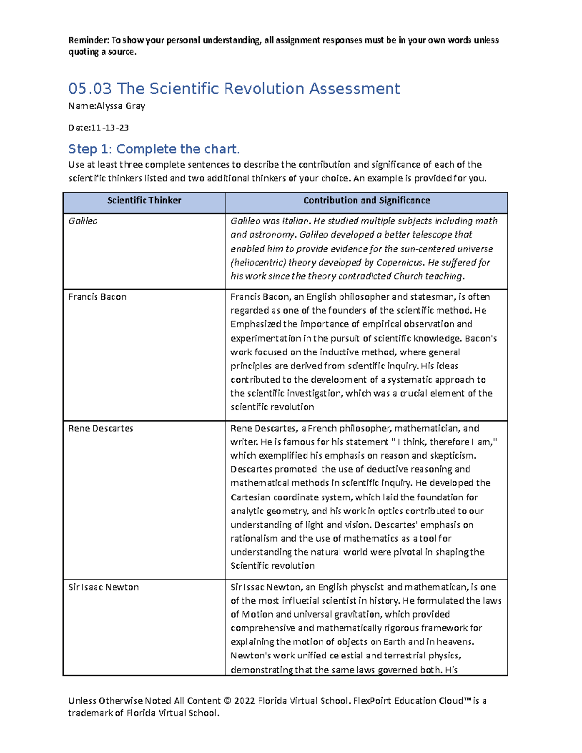 The scientific revolution wh yourname - Reminder: To show your personal ...