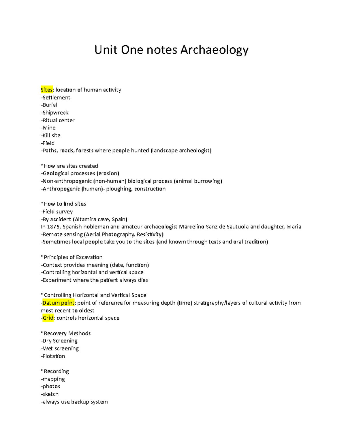 Unit One notes Archaeology - Generate insights about gender in past of ...