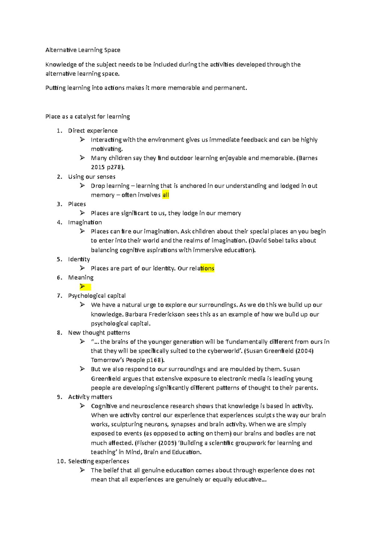 Alternative Learning Space Lecture 1 - Alternative Learning Space Knowledge of the subject needs ...