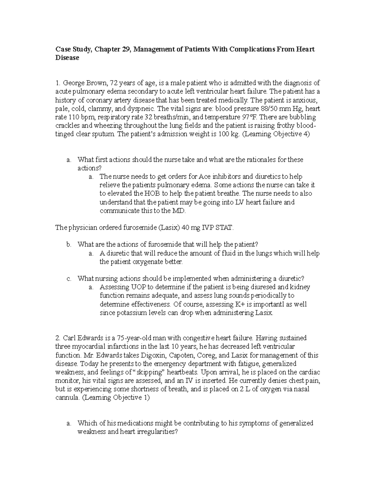 Case Study Heart Failure 1 - Nu 444 - Studocu